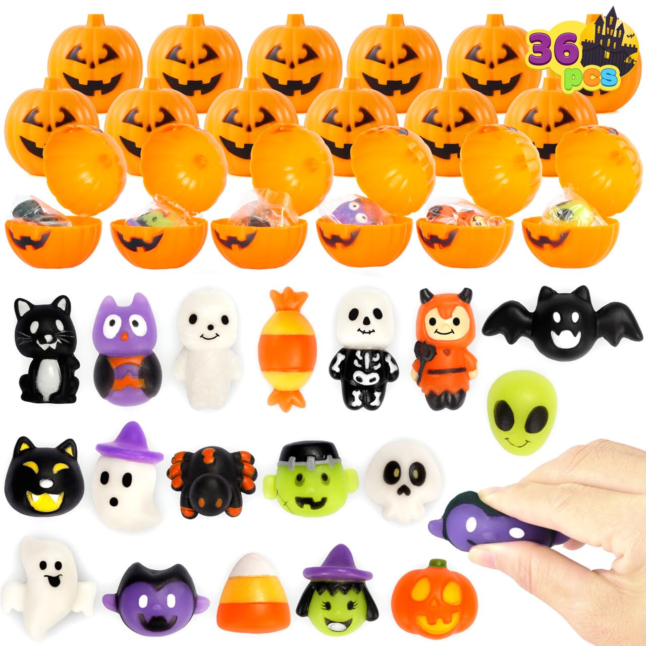 Amazon.com: JOYIN 18PCS Halloween Mochi squishy toys with Mini Pumpkin ...