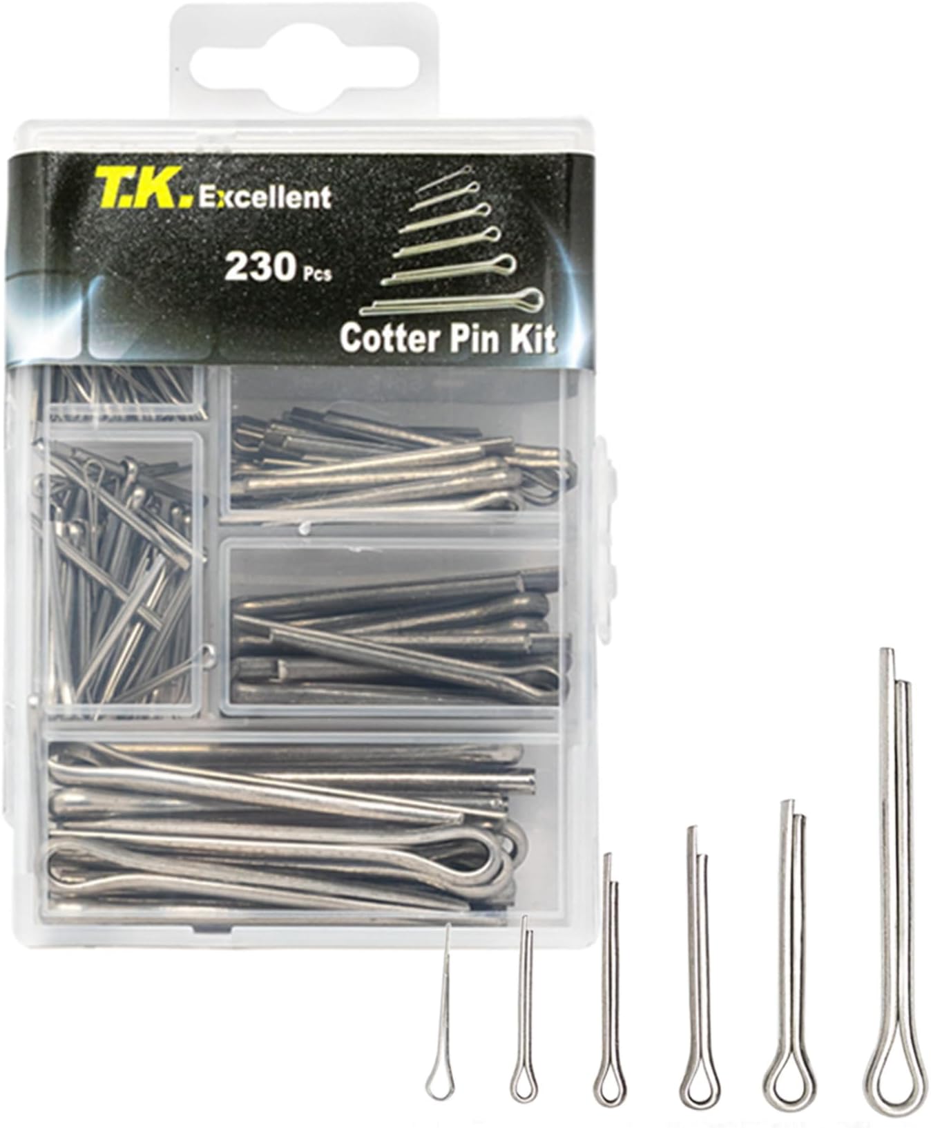 T.K.Excellent 304 Stainless Steel Cotter Pin Assortment Set Value Kit ...