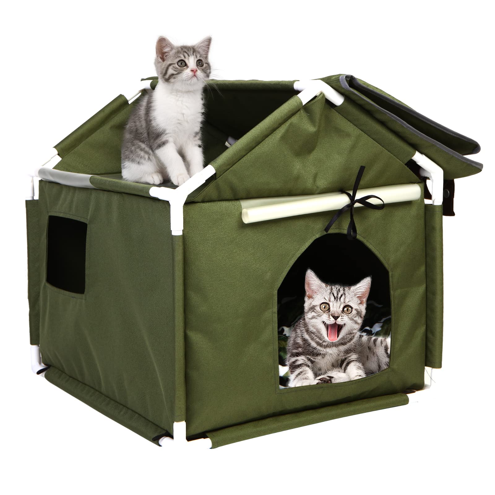 Shank Ming Cat Houses for Outdoor Cats,Green Feral Cat House ...