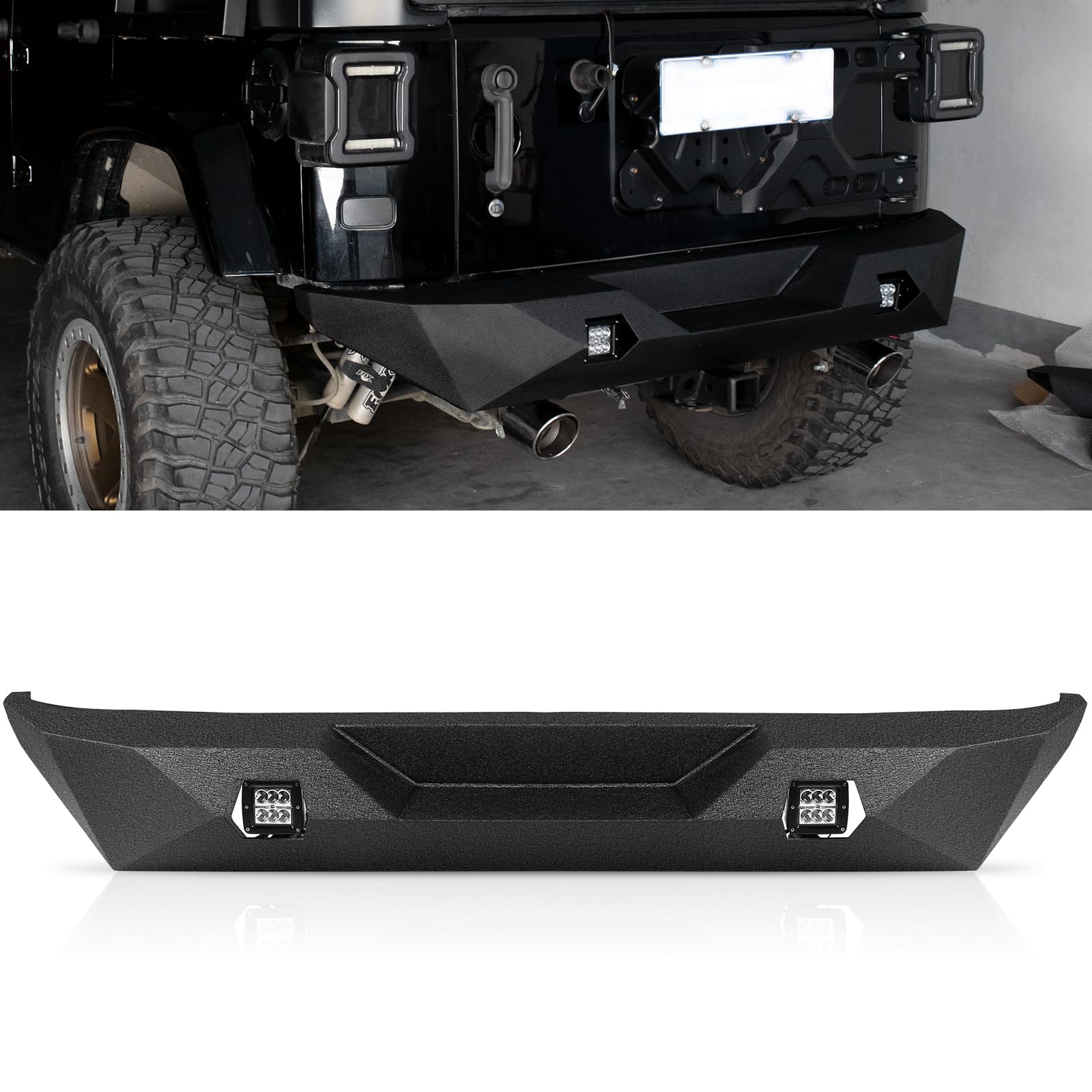 Amazon.com: Peforway Rear Bumper Fits For 2007-2018 Jeep Wrangler JK ...