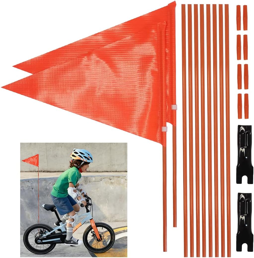 Amazon.com : Bike Safety Flag with Pole 2 Sets, 6-Foot Adjustable ...