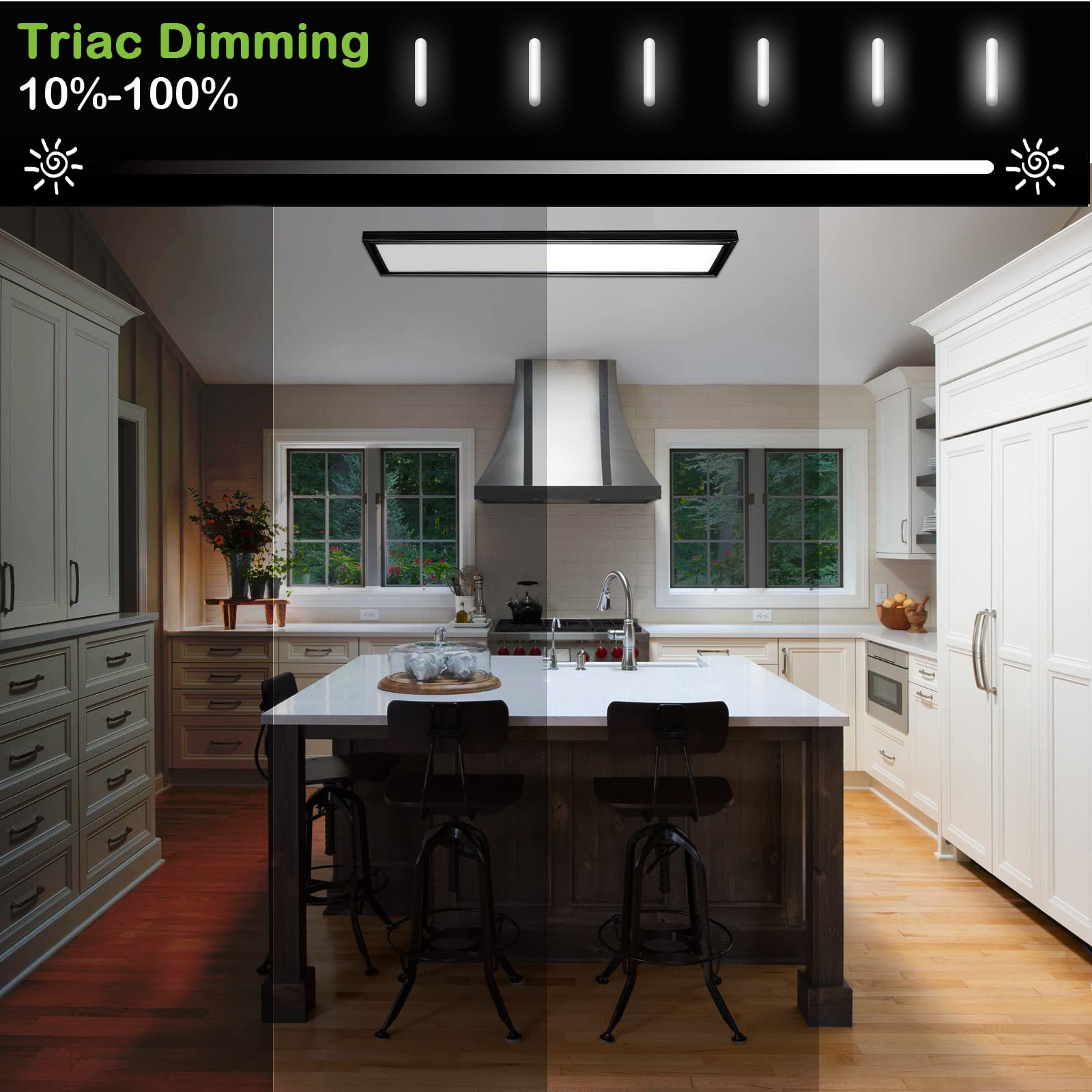 hykolity 1x4 FT LED Flat Panel Selectable CCT Flush Mount Light, 4800lm ...