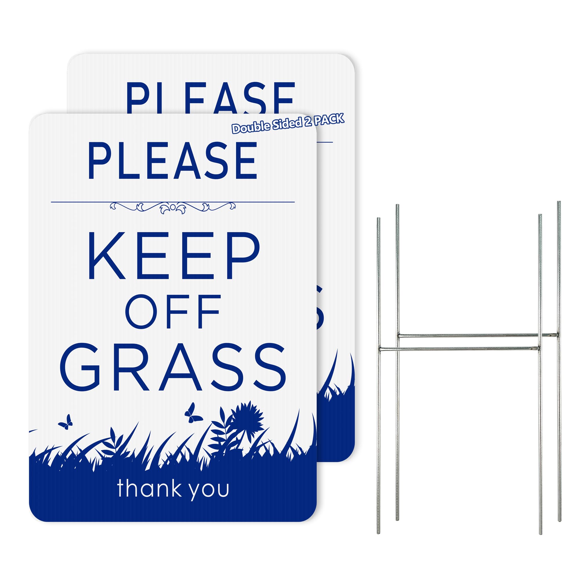 Amazon.com: LARREEDE Keep Off Grass Sign with Stakes, 2 Pack 12"x 9 ...