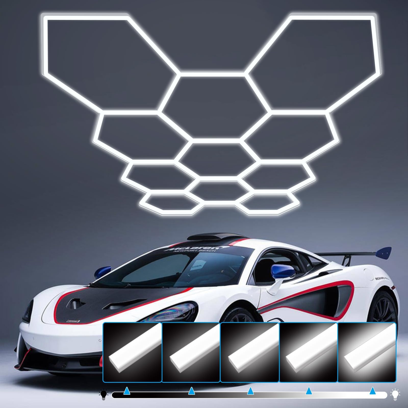 ALLYES KX Hexagon LED Garage Light, Dimmable Hex Shop Lights 6500K ...