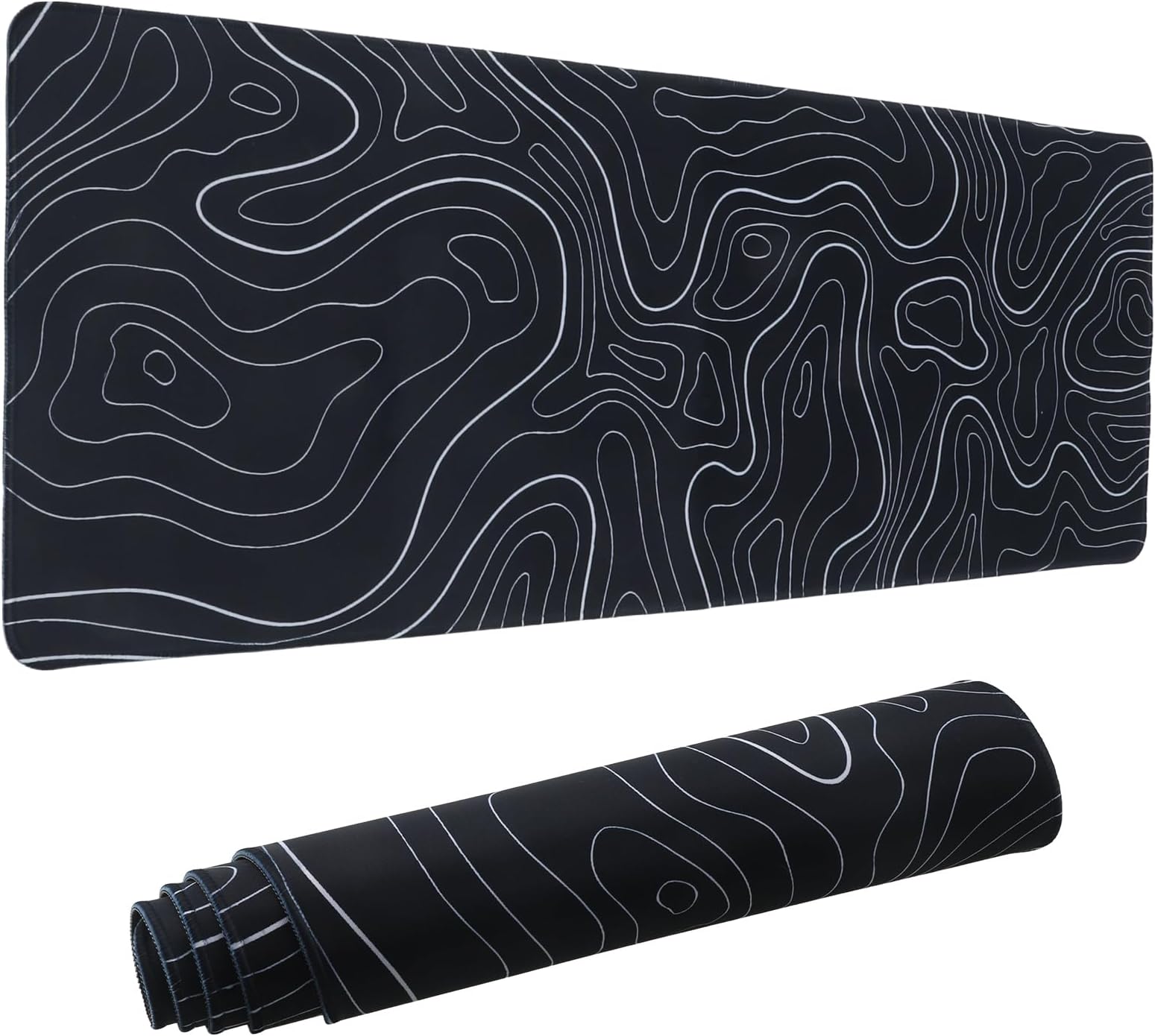 Large Mouse Pad,Black Topographic Contour Gaming Mouse Mat, Extended XL ...