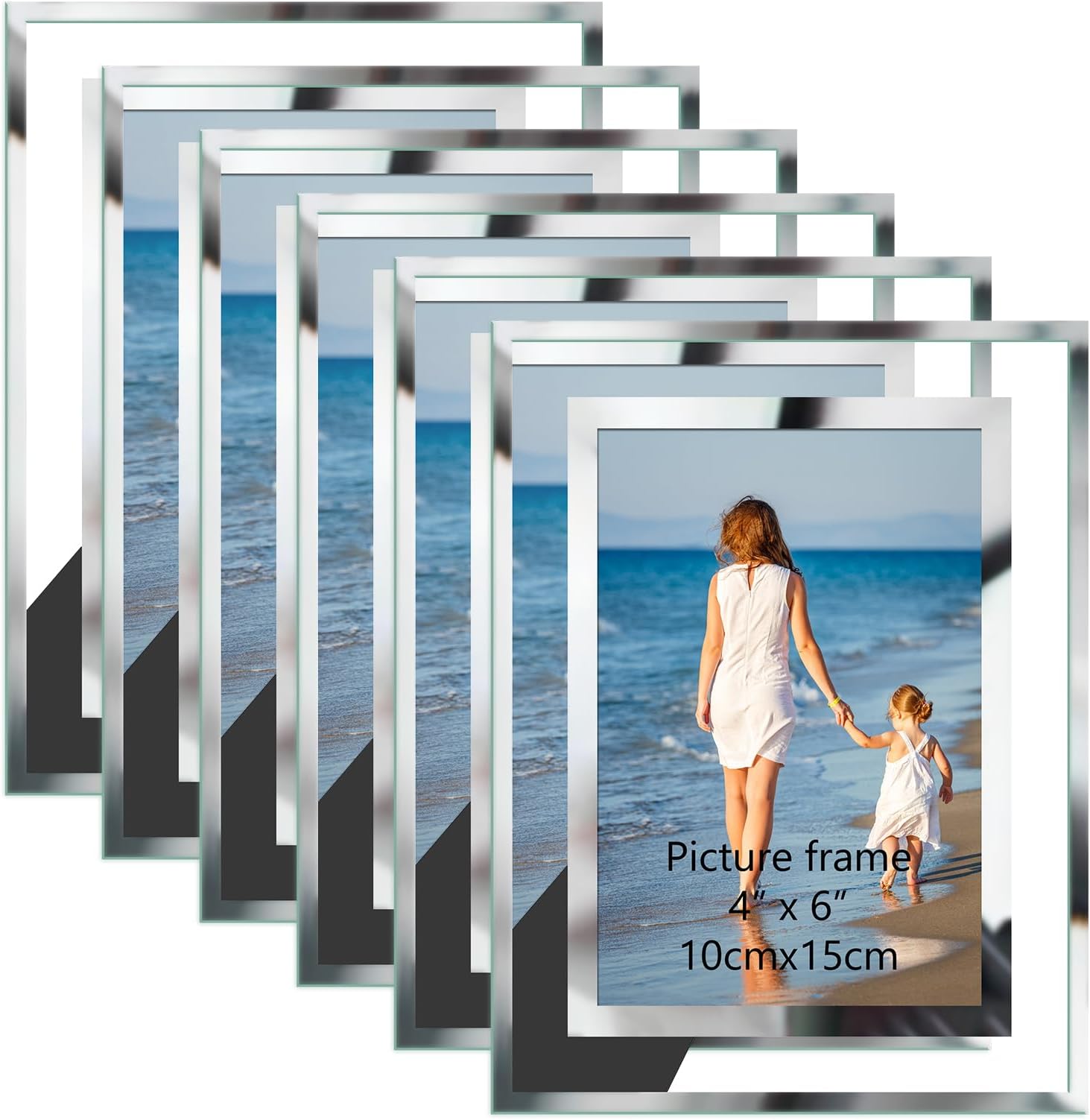 Amazon.com - 12 Pcs 4 x 6 Inch Picture Frame Set Glitter Glass Photo ...