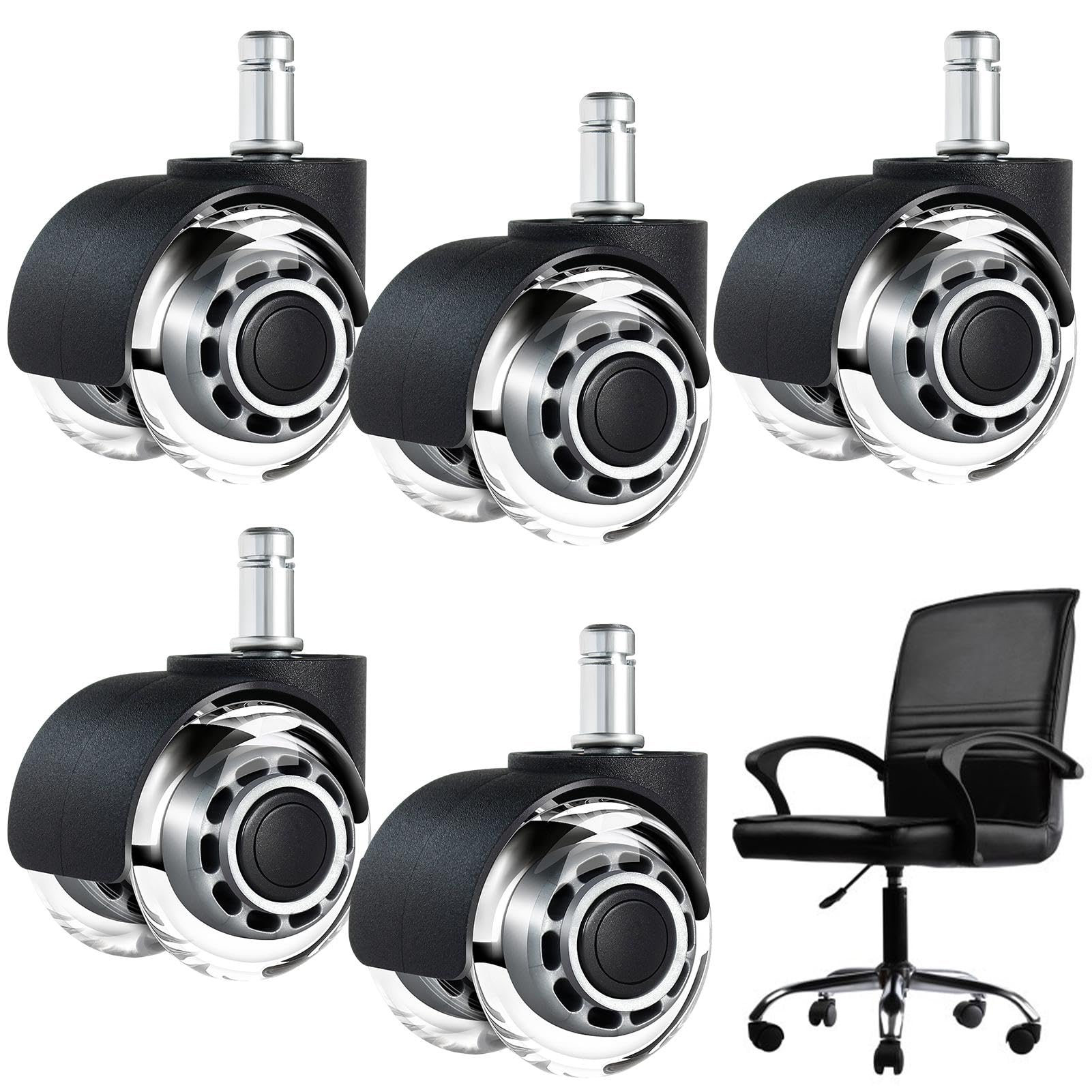 Amazon.com: 5 pcs Office Chair Caster Wheels Replacement, 360 Degree ...