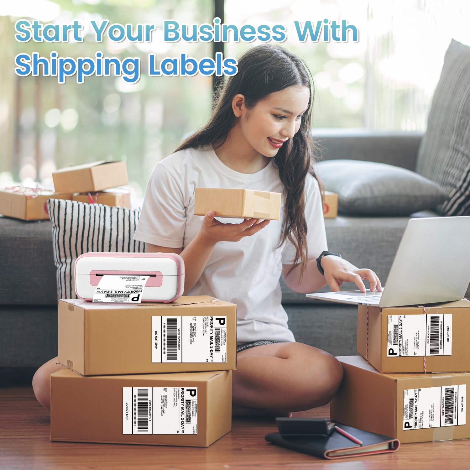 Snapklik.com : Phomemo 4"x6" Direct Thermal Shipping Label, Pack Of 100 ...