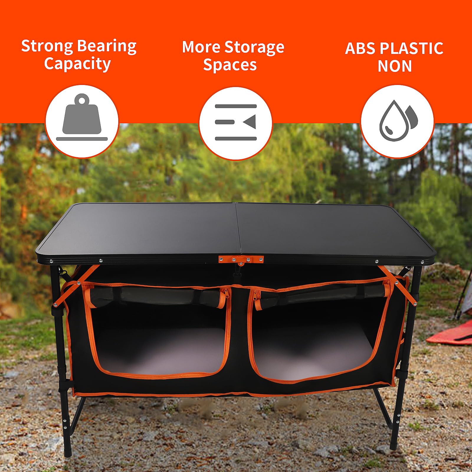 Snapklik.com : Folding Camping Table, Outdoor Adjustable Height Table w ...