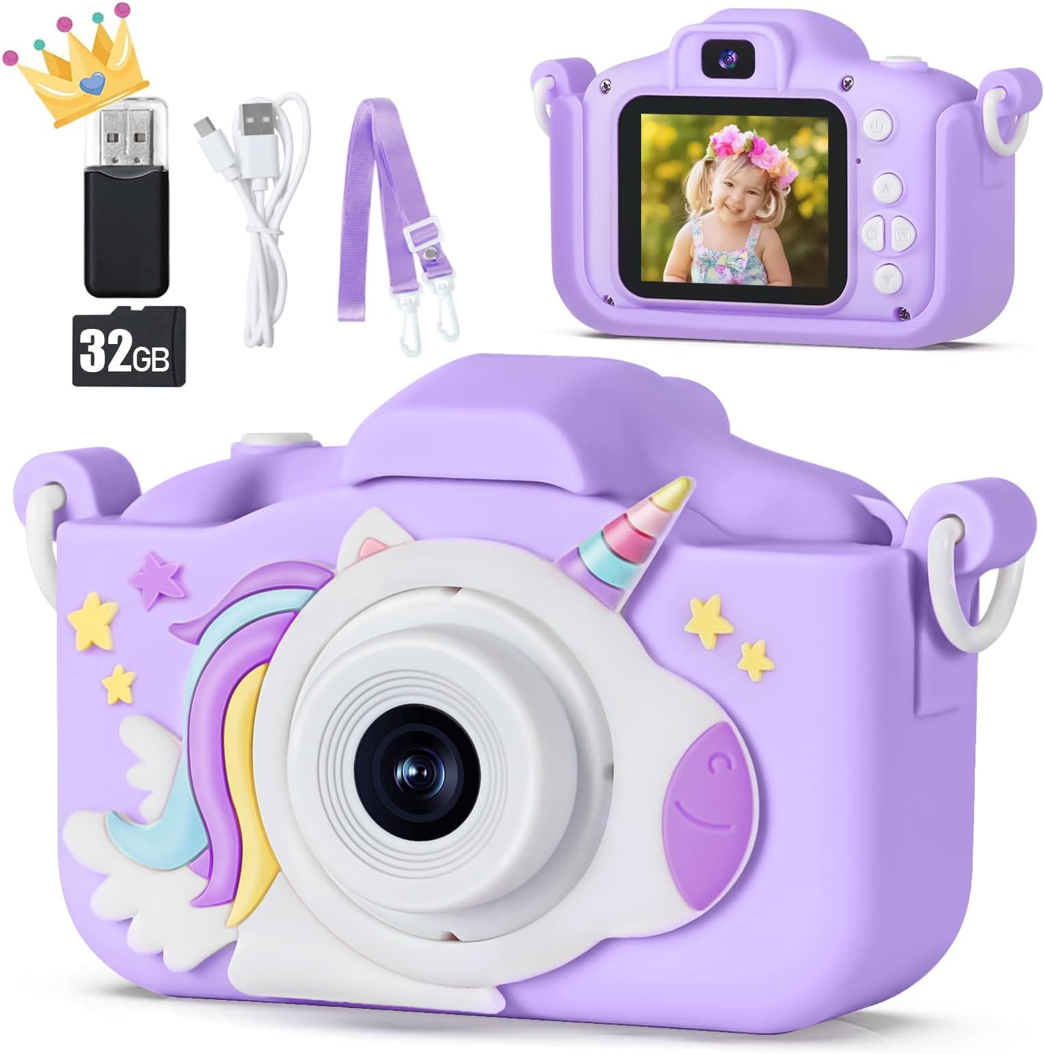 Amazon.com: ArtCWK Kids Unicorn Camera for Girls, Christmas Birthday ...