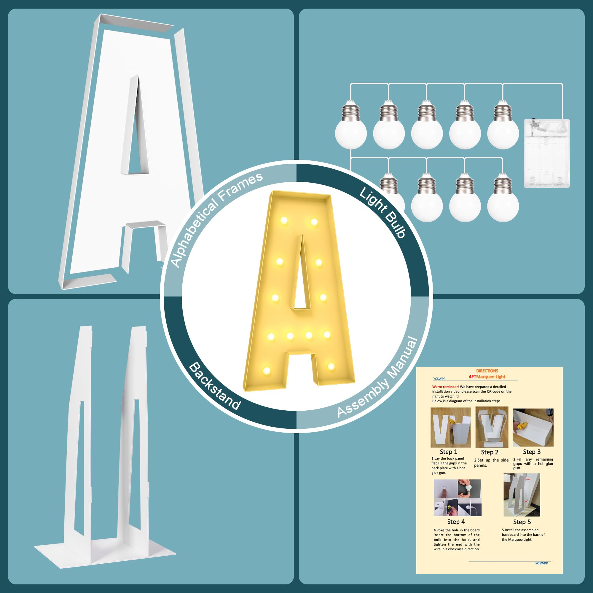 Snapklik.com : YOSWPP 4FT Large Marquee Light Up Letters Numbers Giant ...