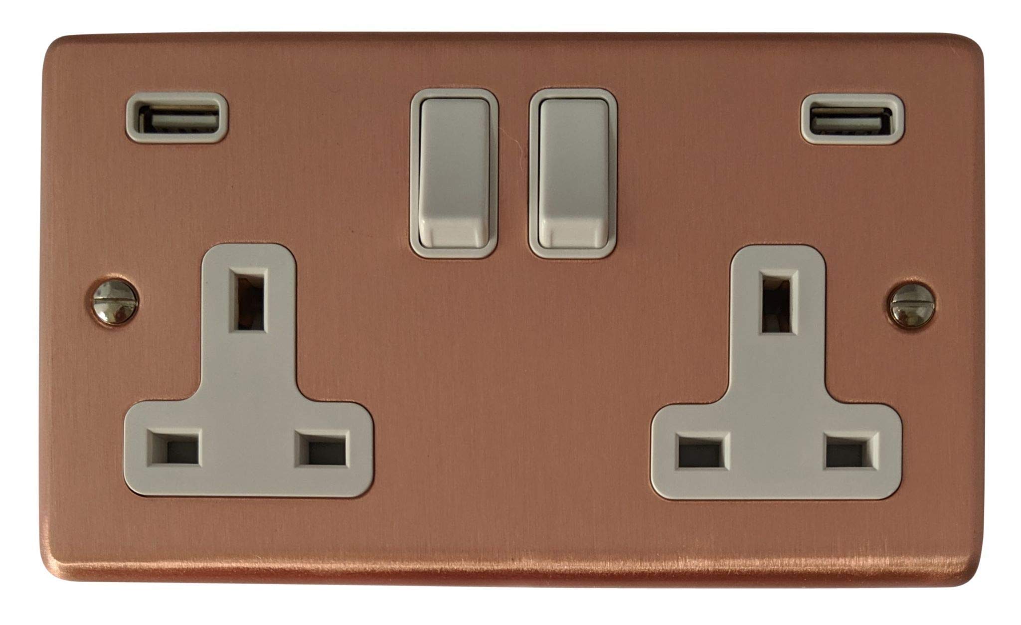 Rose Gold Double Socket with USB (White Switch) - CRG910W : Amazon.co ...