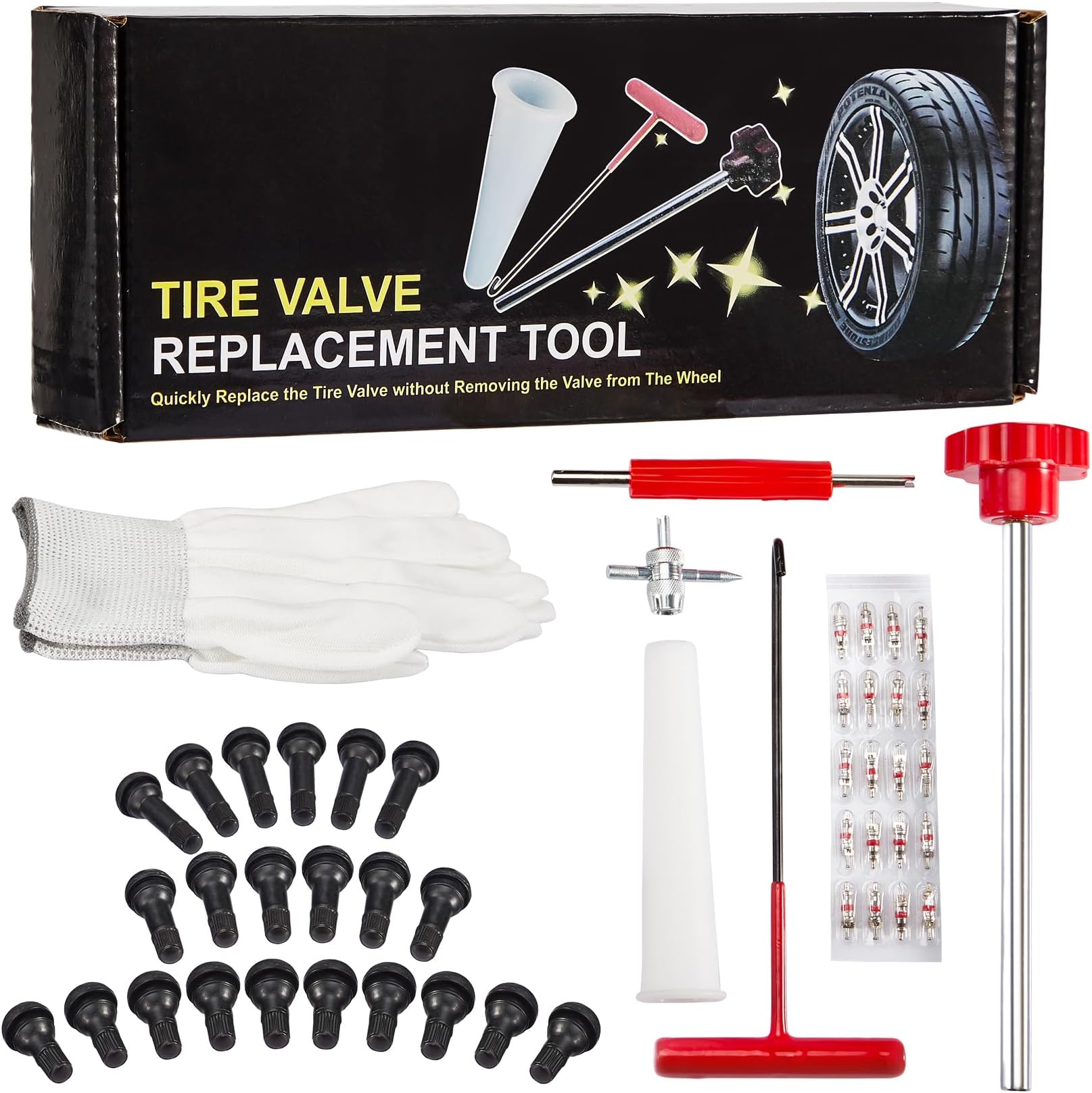 Amazon.com: Lettry 22Pcs Quick Change Tire Valve Tool Kit, Tire Valve ...