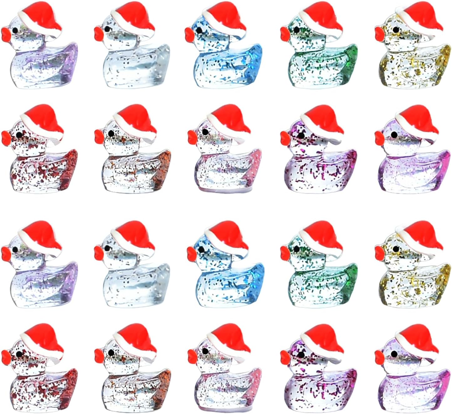 Amazon.com: Gondiane 50PCS Tiny Christmas Glitter Ducks, Miniature ...