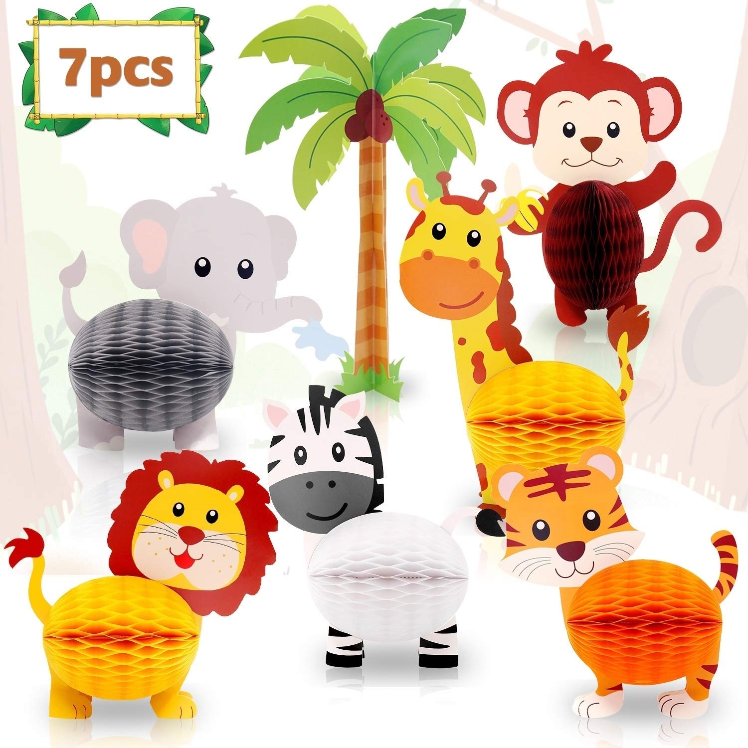 Buy Monkey Home 7pcs Jungle Safari Animals Honeycomb Centerpieces 3D buy-monkey-home-7pcs-jungle-safari-animals-honeycomb-centerpieces-3d