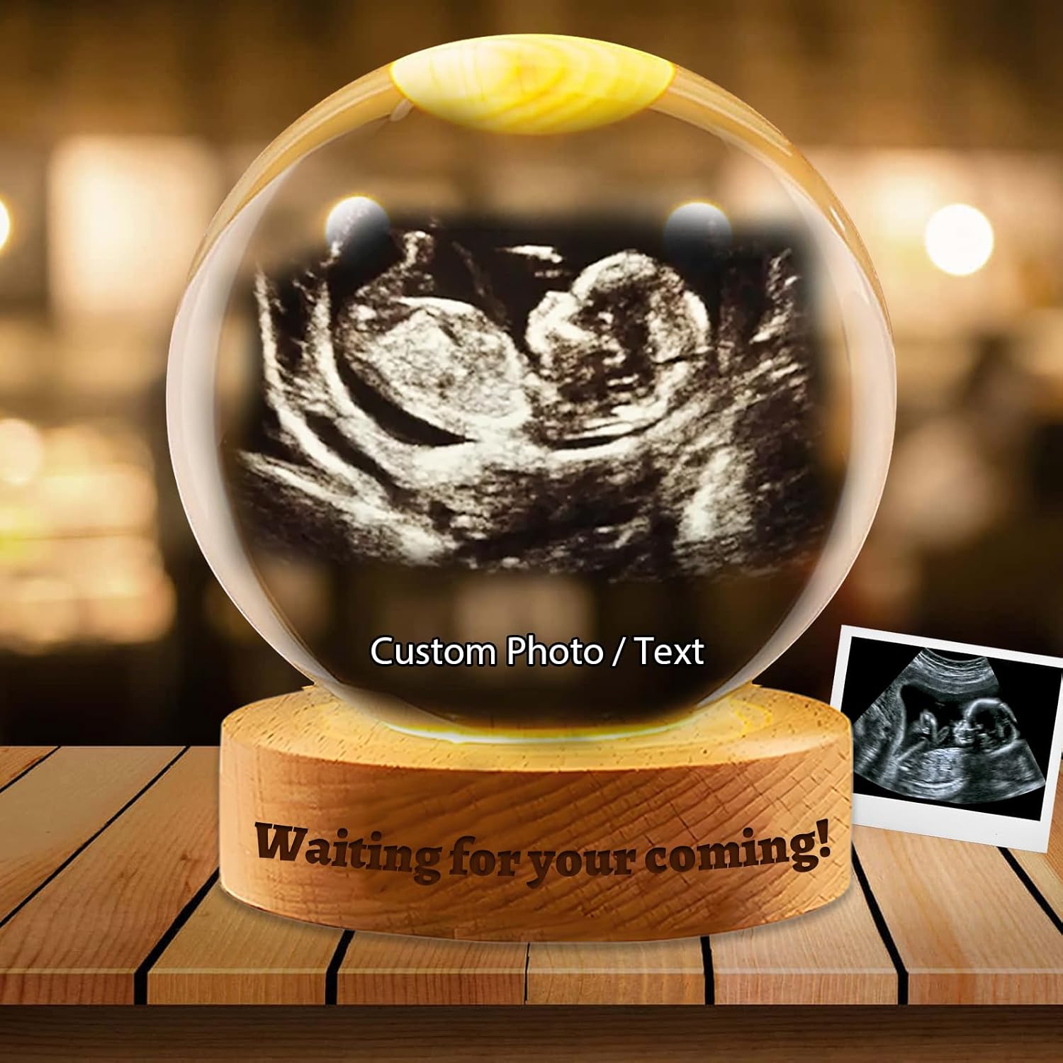 Amazon.com: Personalized Ultrasound Photo Crystal Ball Custom ...
