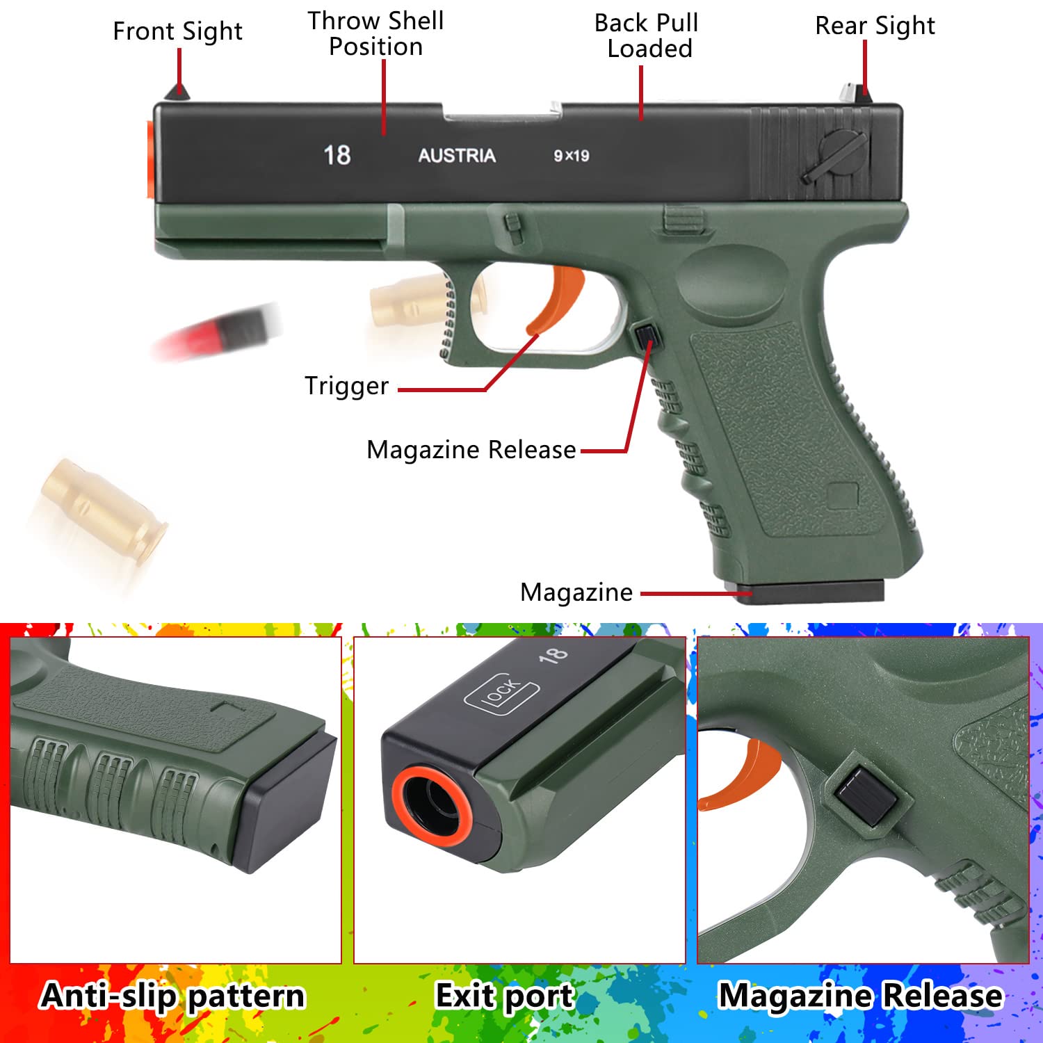 Toy Model/Toy Gun/Nerf Gun/Glock Toy Gun/Shell Eject 1:1 High ...