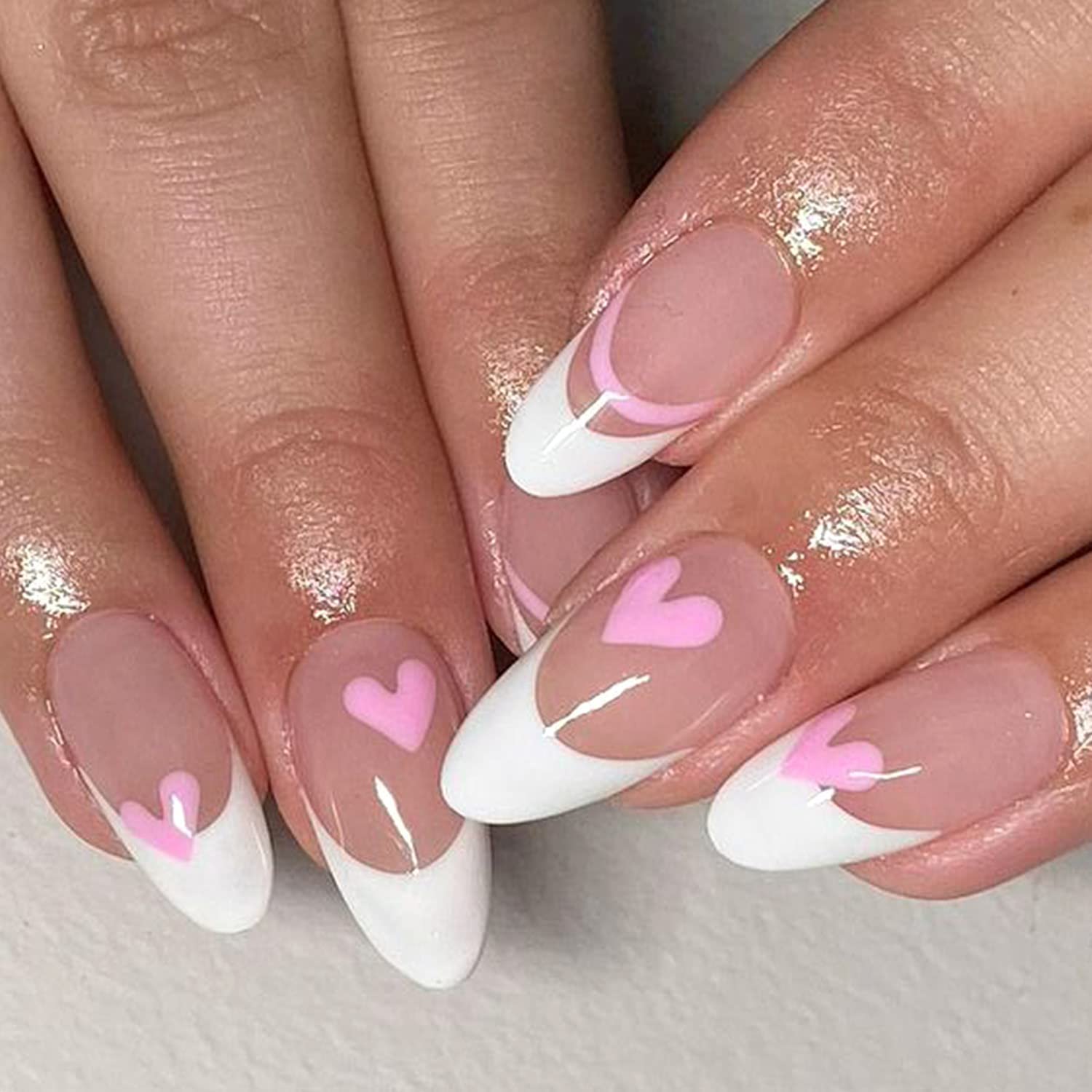 Uñas postizas a presión para el día de San Valentín uñas postizas de ...