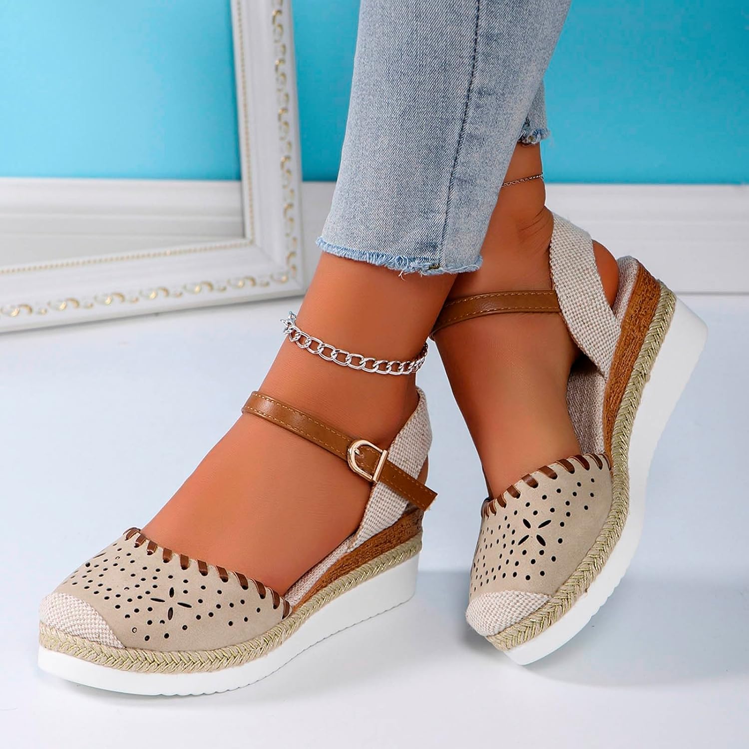 Amazon.com: Closed Toe Platform Wedge Sandals, 2025 Espadrilles Wedges for Women Heel Casual ...