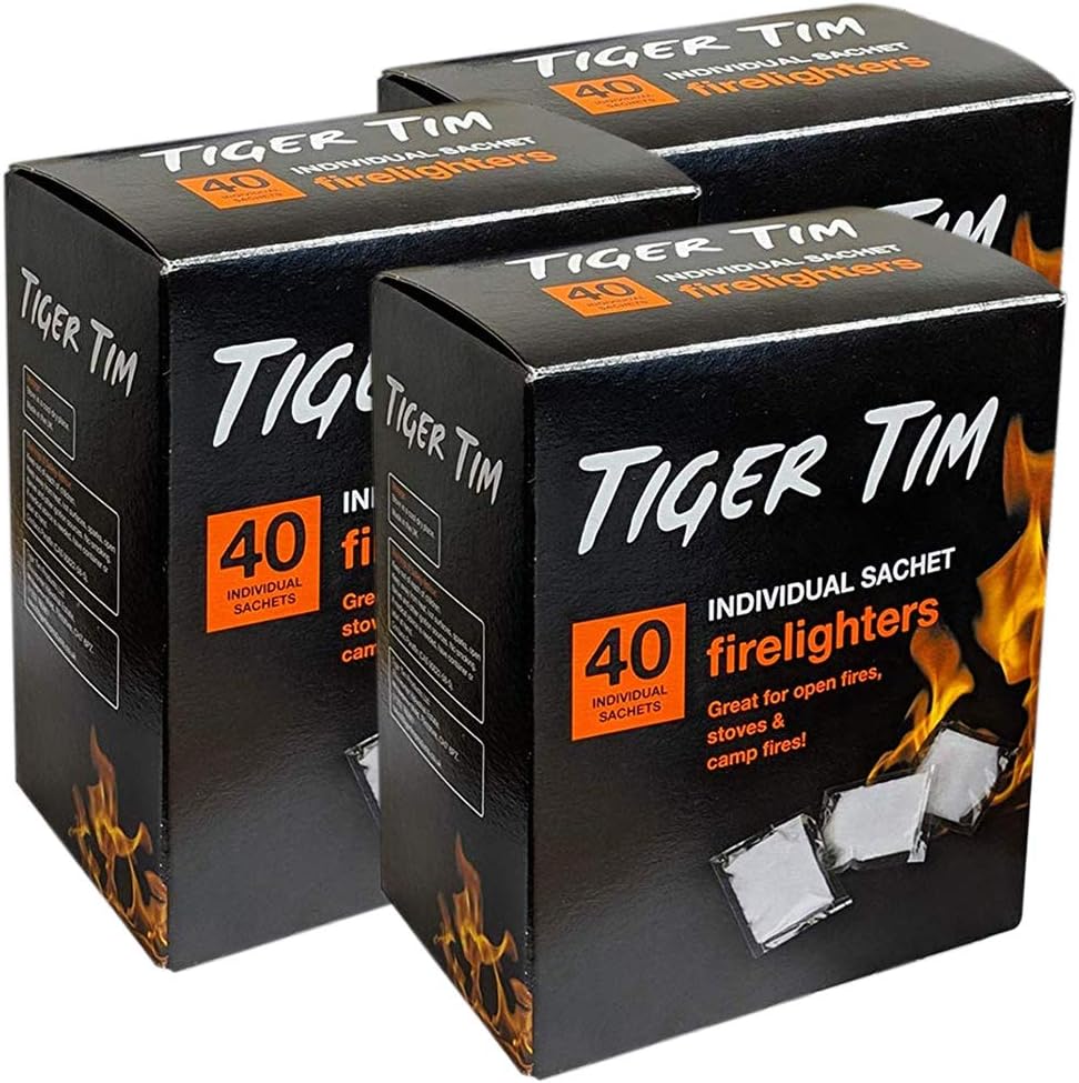 Tiger Tim Firelighters X3 tubs 120 Sachets in Total Great for Stoves ...