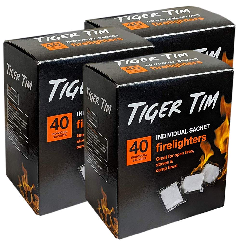 Tiger Tim Firelighters X3 tubs 120 Sachets in Total Great for Stoves ...