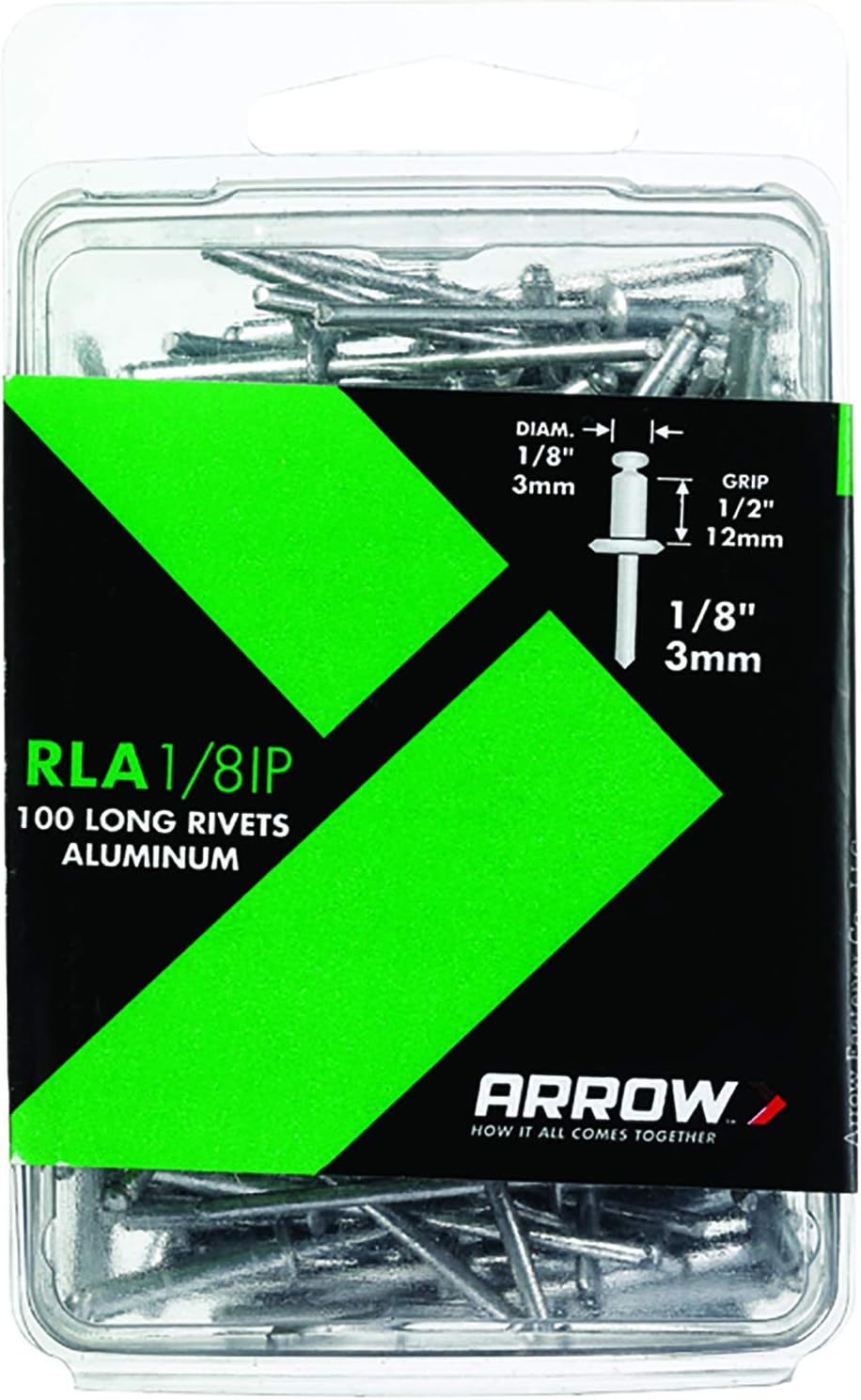 Arrow ARLA1/8IP Rivets, Silver, 1/2 Inch (12 mm) : Amazon.co.uk: DIY ...