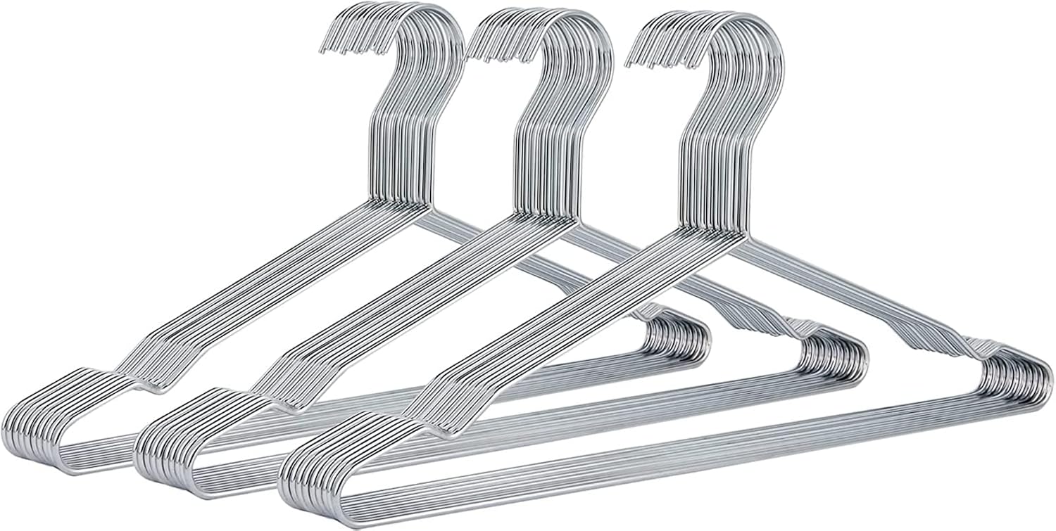 Zalizr Heavy Duty Metal Clothes Hangers, Space Saving 42cm Sturdy Wire ...