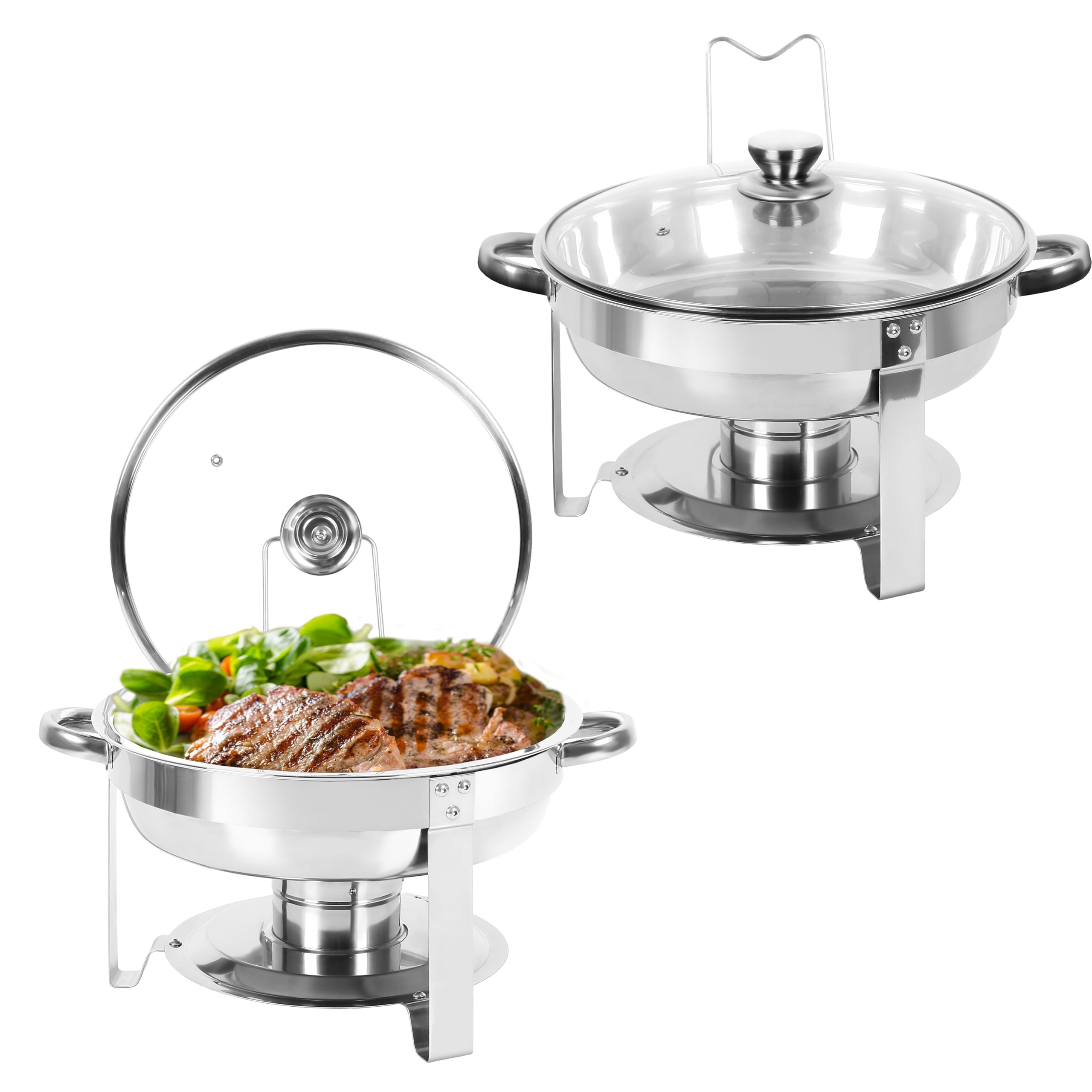 Amazon.com: IMACONE Chafing Dish Buffet Set of 2, 5QT Round Stainless ...