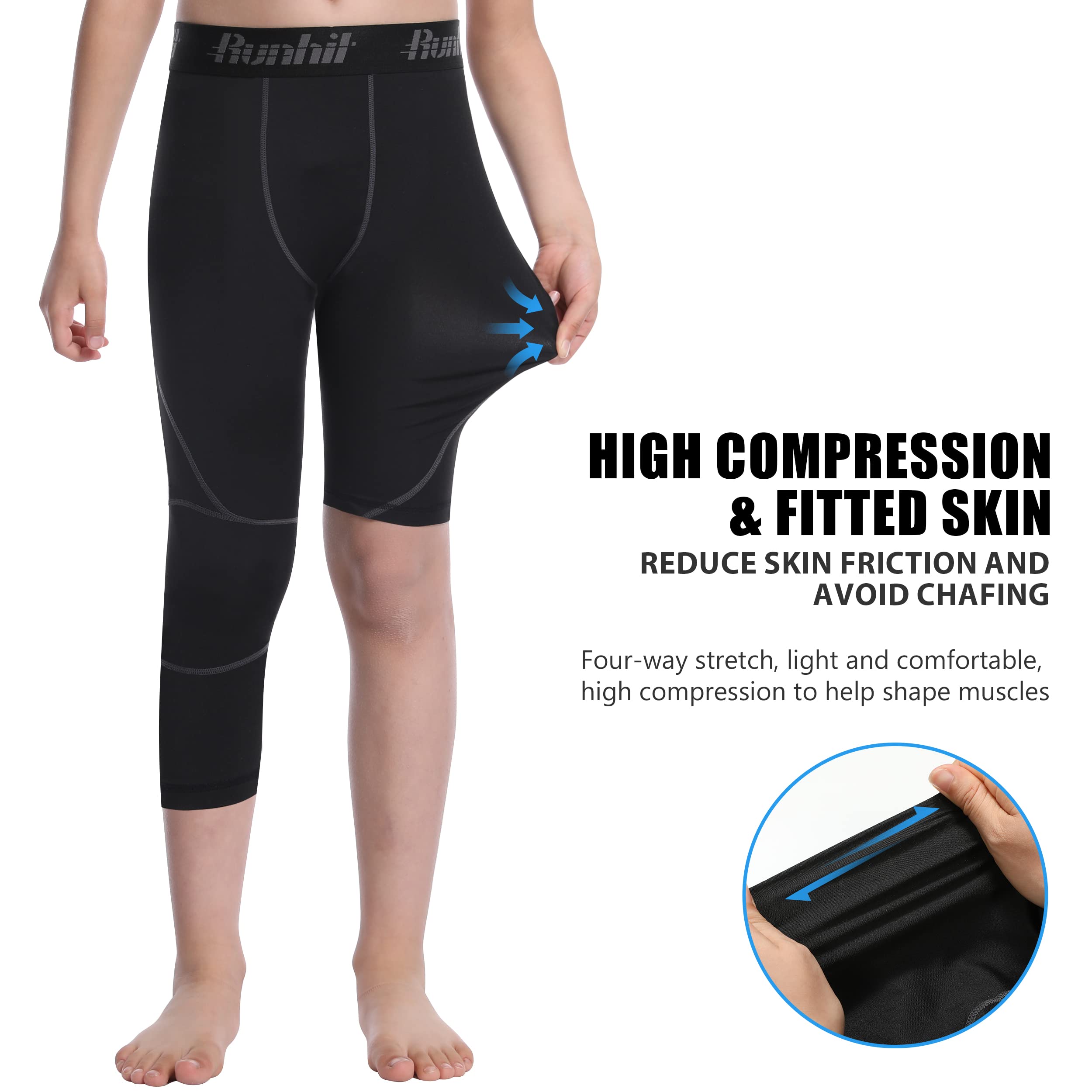 Snapklik.com : 2 Pack Youth Boys Compression Tights One Leg Athletic ...