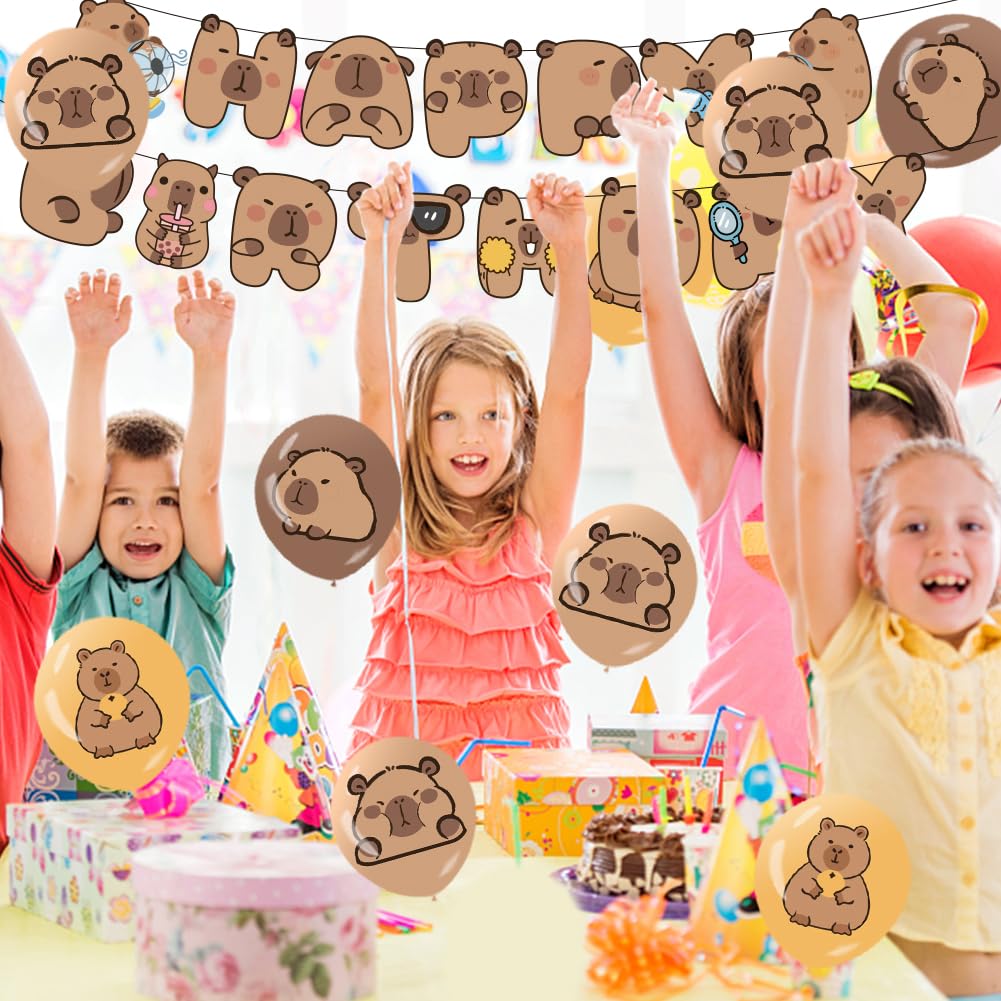 Non-elastic Stretch Band Capybara Birthday Party Supplies Kit ...
