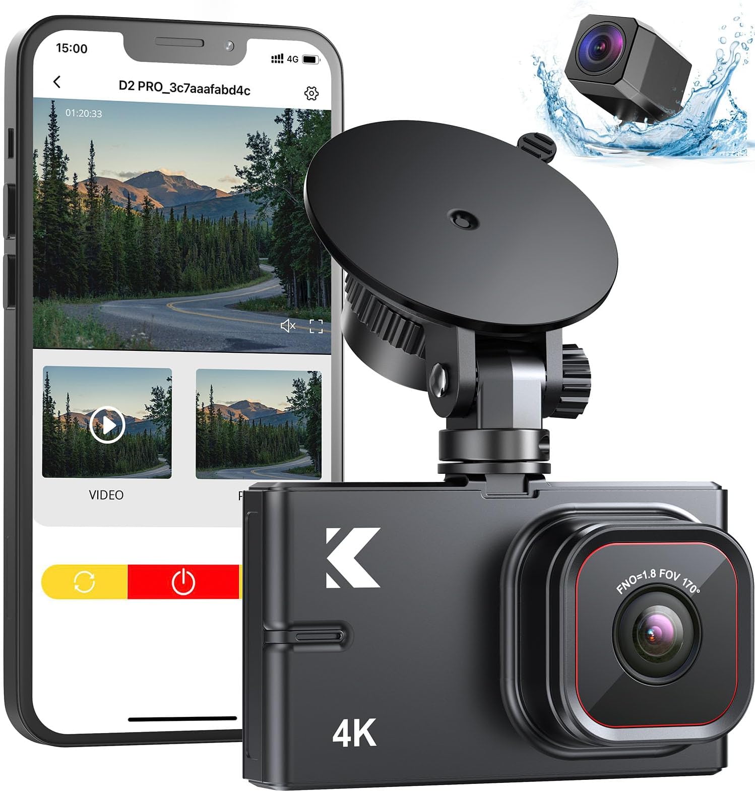 Amazon.com: Kingslim D4PRO Dash Cam Front and Rear - 4K + 2K Dual Car ...