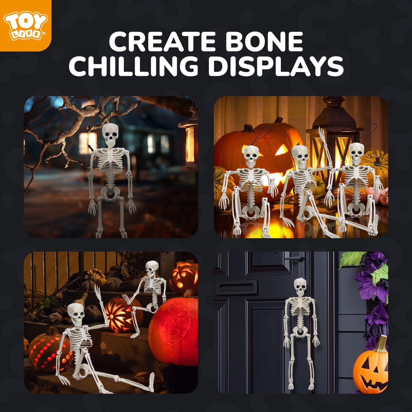 Snapklik.com : 6 Pcs Halloween Skeleton 16" Posable Skeleton Decor ...