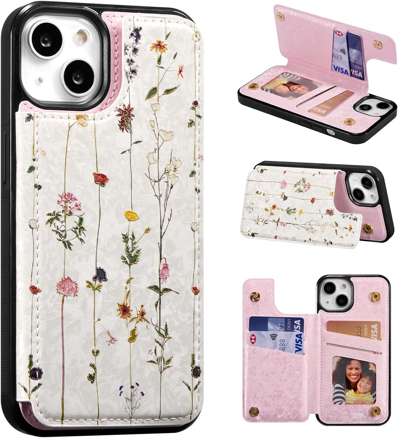 Amazon.com: UEEBAI Wallet Case for iPhone 13 6.1 inch with Card Holders ...