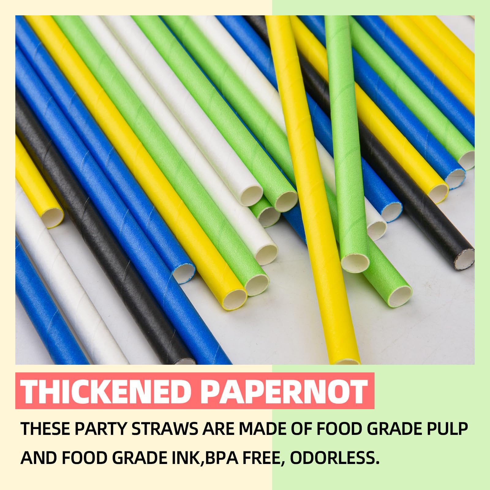 Snapklik.com : 100 Pack Multicolor Paper Drinking Straws, Biodegradable ...