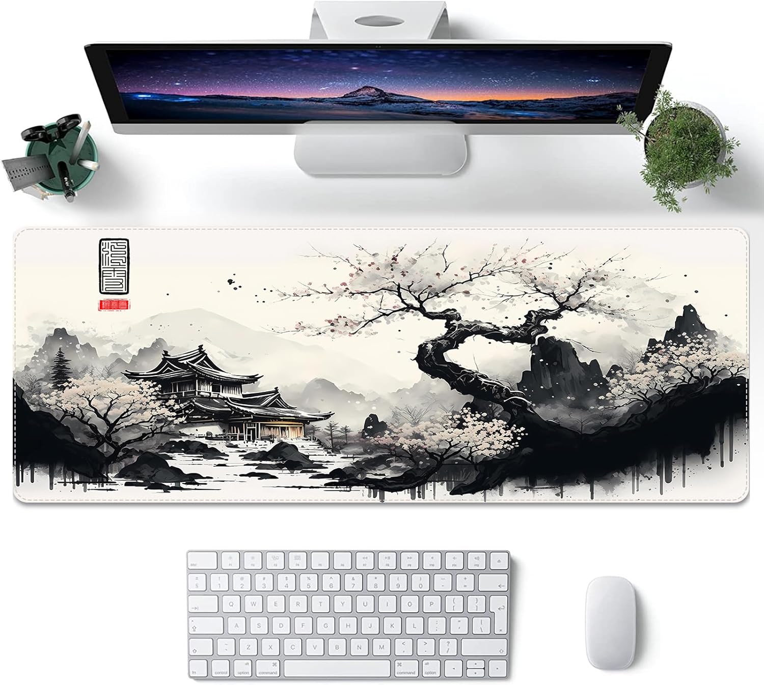 Amazon.com: ProbTis Japanese White Mouse Pad, Large Cherry Blossom Desk ...