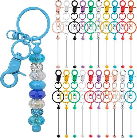 Amazon.com: DNLEGULI 20 Pcs Beadable Keychains Bulk Kit – DIY Keychain ...