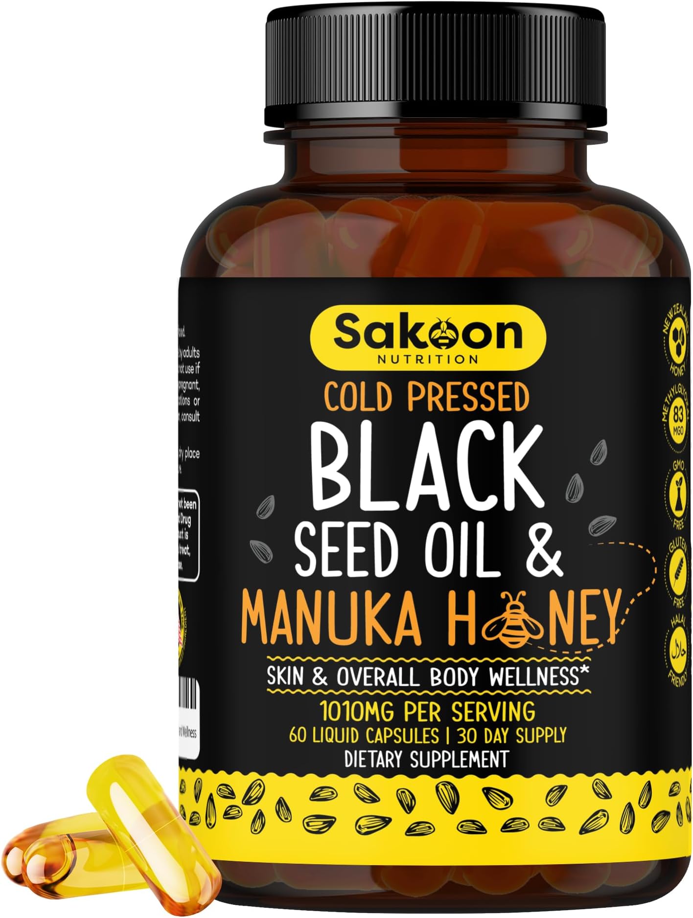 Amazon.com: Sakoon nutrition Cold Pressed Black Seed Oil Capsules with ...