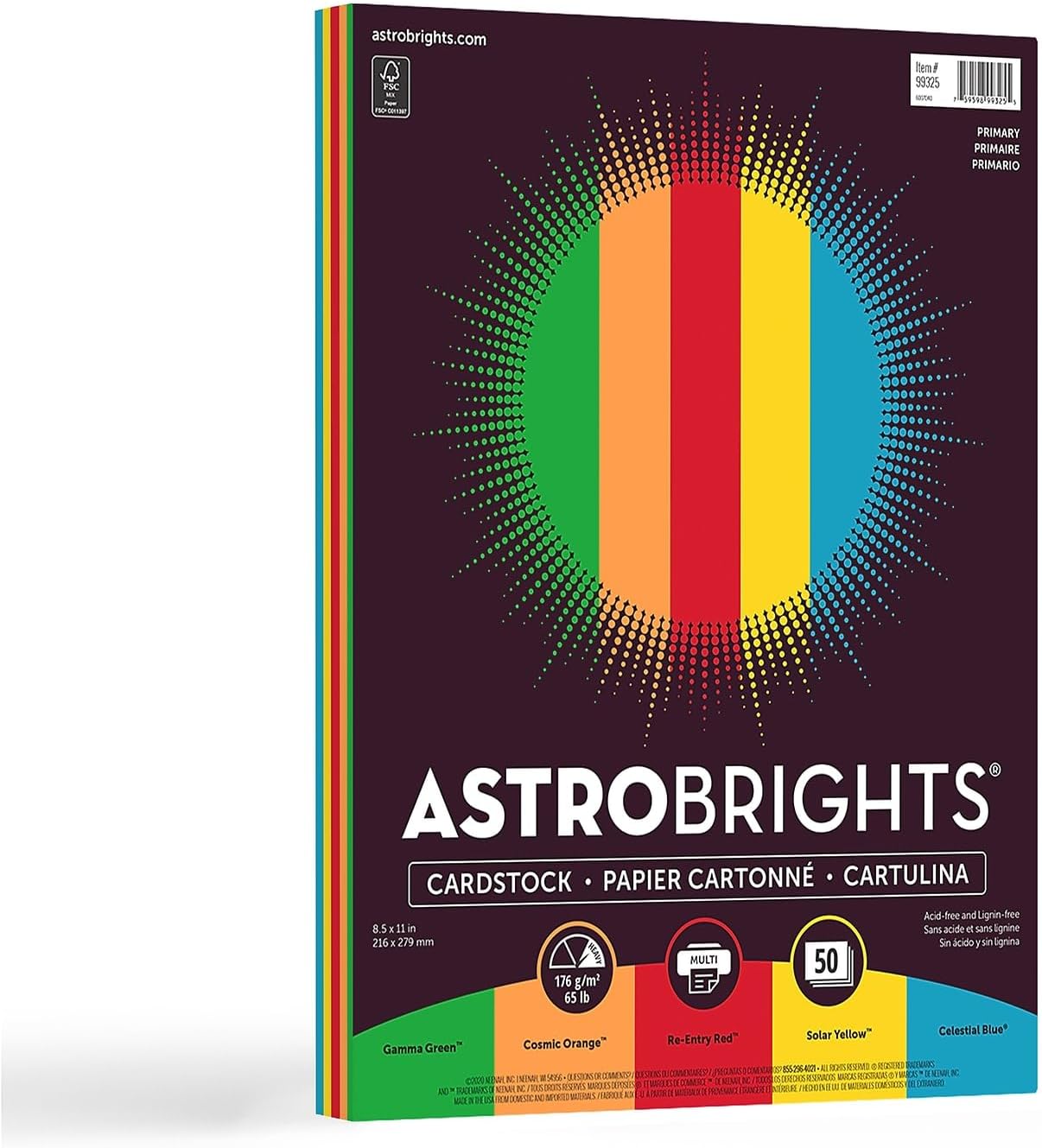 Amazon.com : Astrobrights Color Cardstock, 65 lb Cover Weight, 8.5 x 11 ...