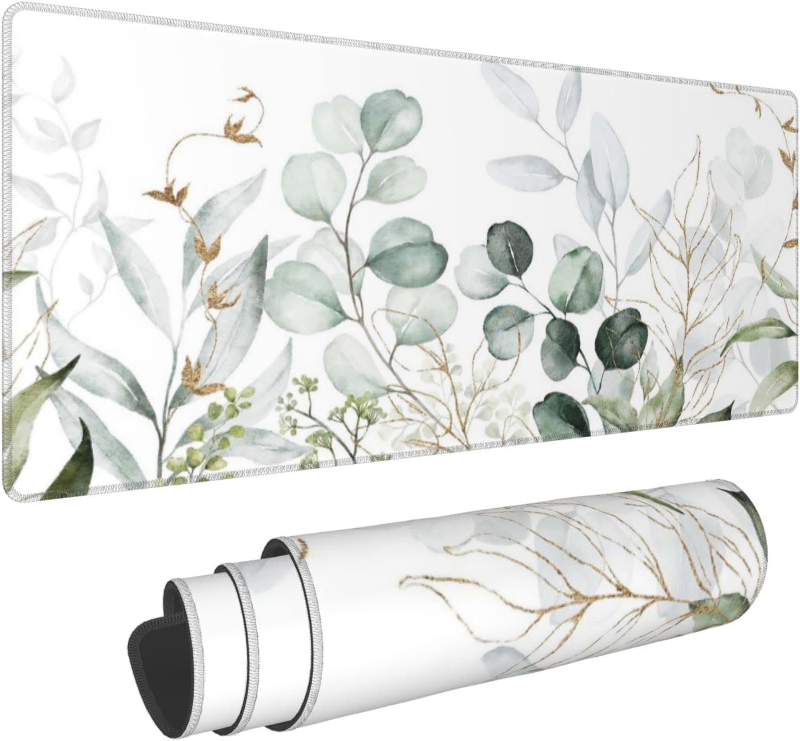 Amazon.com: Green Gold Leaves and Branches Extended Big Mouse Pad Large ...