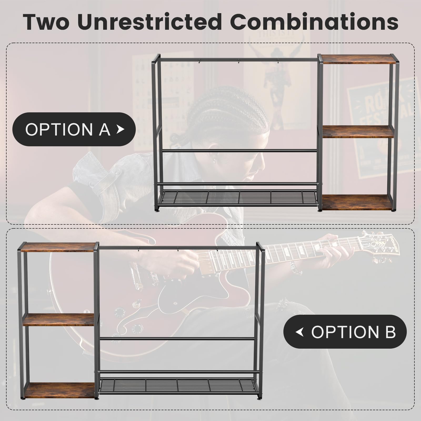 HOYRR Guitar Rack,Electric Guitar Stand,Guitar Stand Multiple Guitars ...
