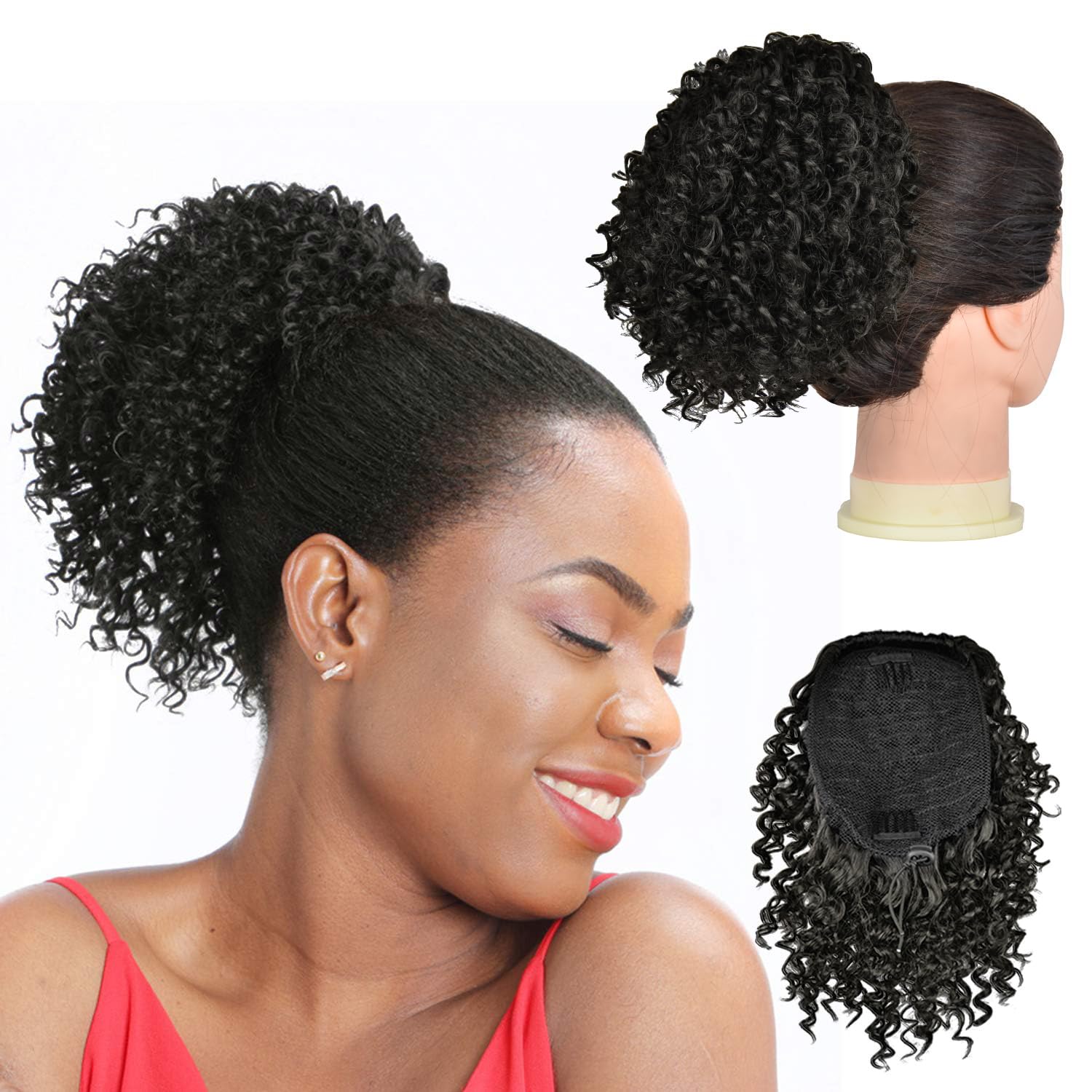 Amazon.com : PEACOCO Drawstring Ponytail Afro Kinky Curly Ponytail for ...