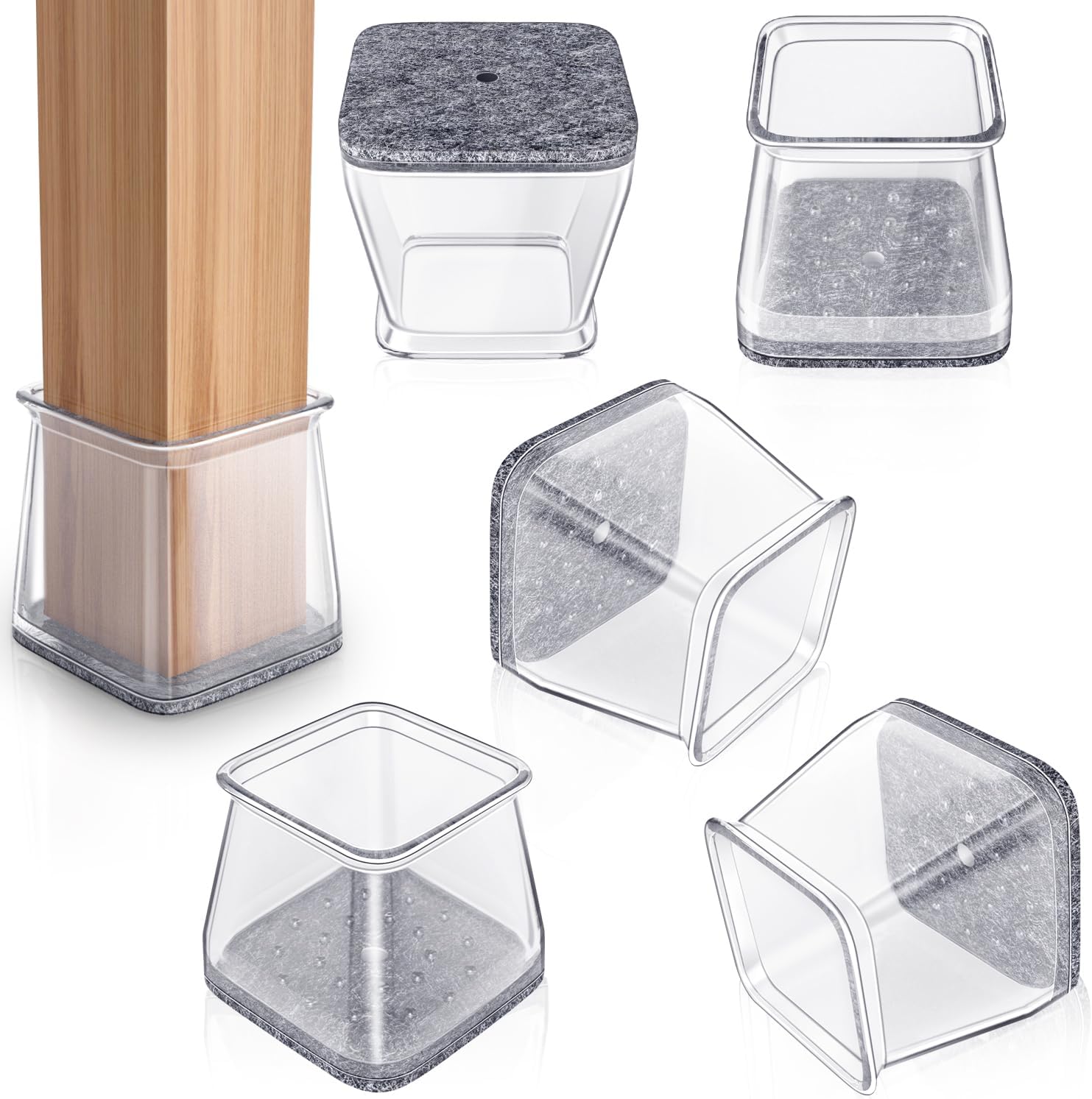 48PCS Square Chair Leg Floor Protectors with Wrapped Felt, Chair Leg ...