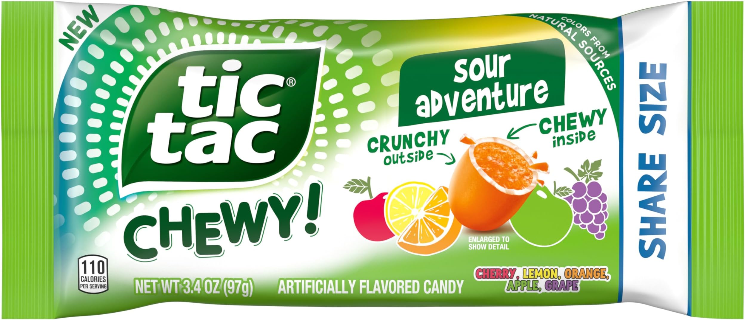 Amazon.com : Tic Tac Chewy Sour Adventure Share Size, 3.42 Ounce (Pack ...