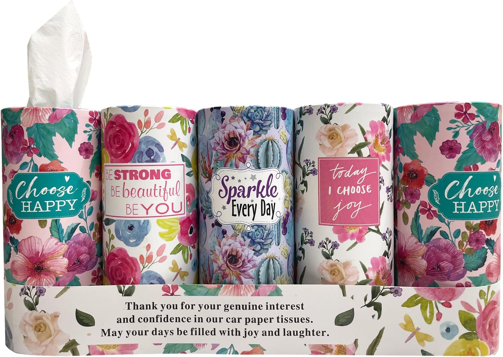 Amazon.com: Tanlade 4 Pack Car Round Tissue Holder with Facial Tissue ...