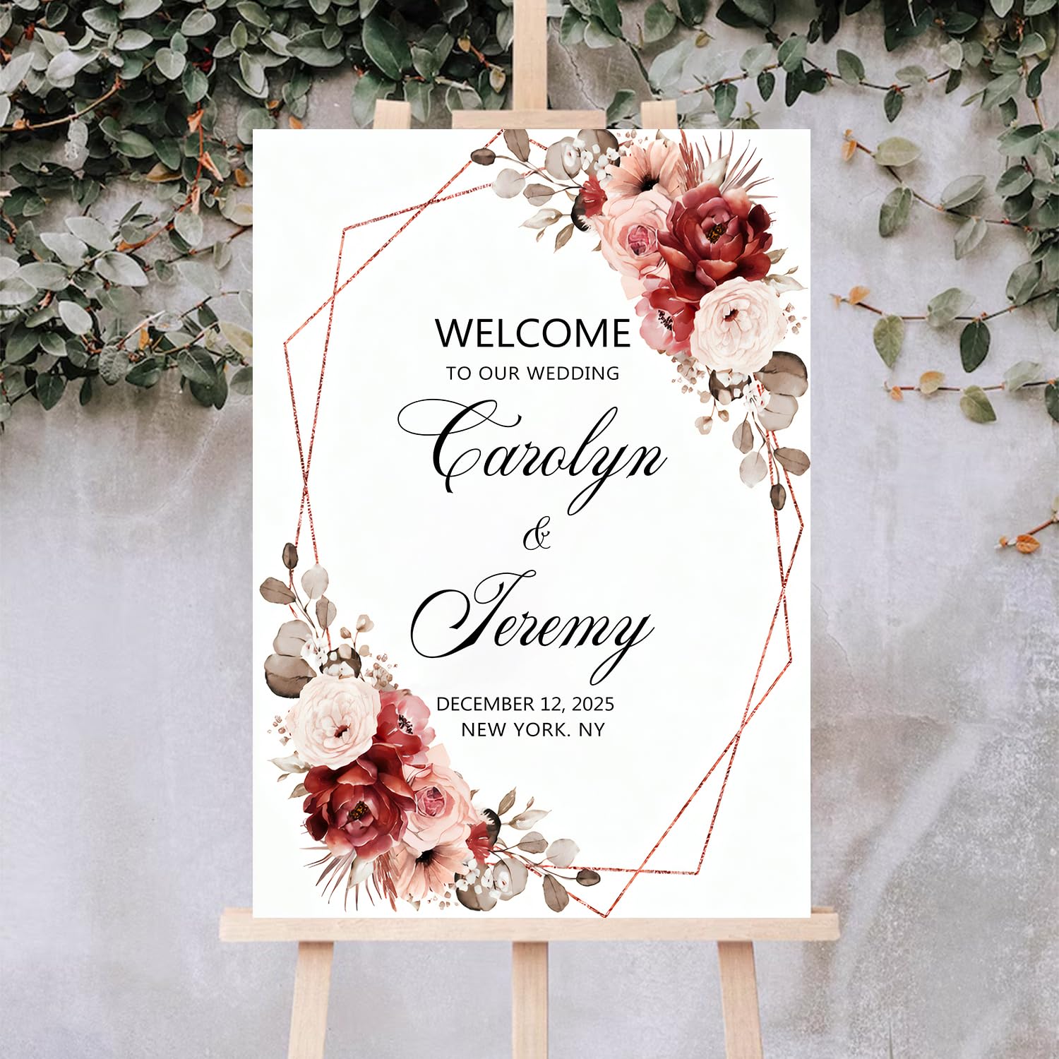 Amazon.com : MELOIUYP Roses Wedding Entrance Signs, Customized Wedding ...