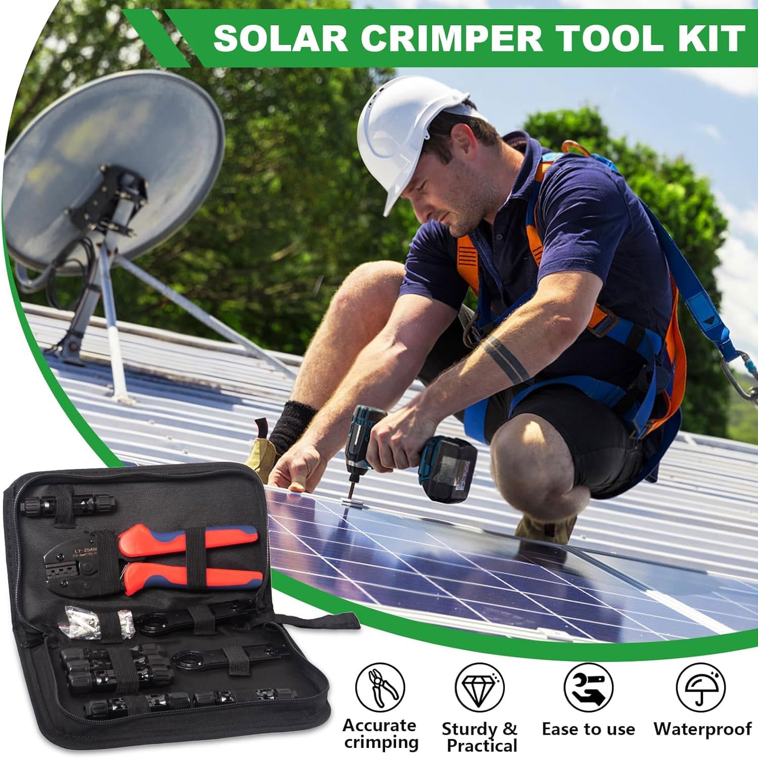 Snapklik.com : Solar Crimping Tool Kit For Solar Panel Connectors ...