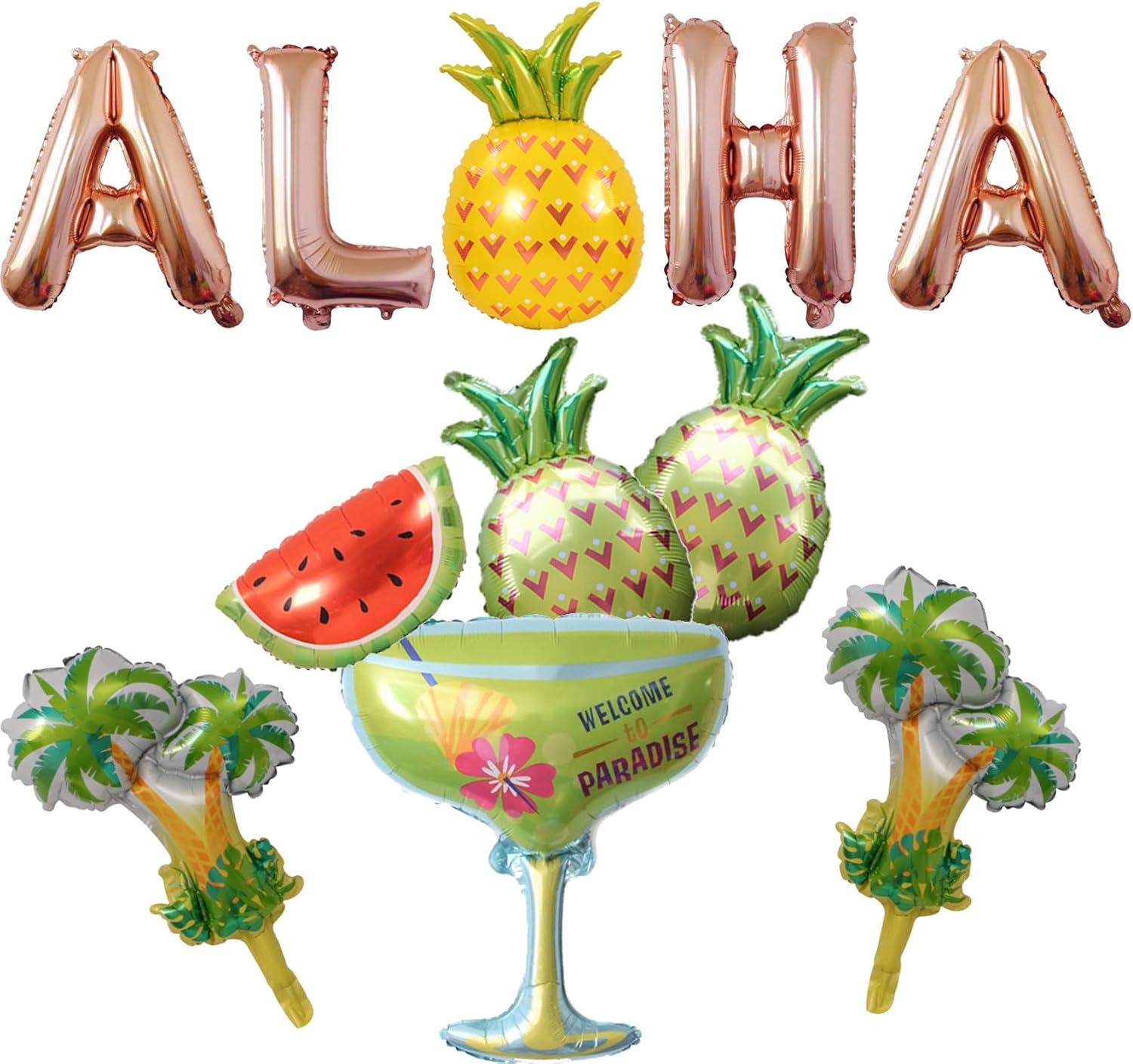 Amazon.com: 11PCS Hawaiian Aloha Party Decorations Rose Gold Aloha ...