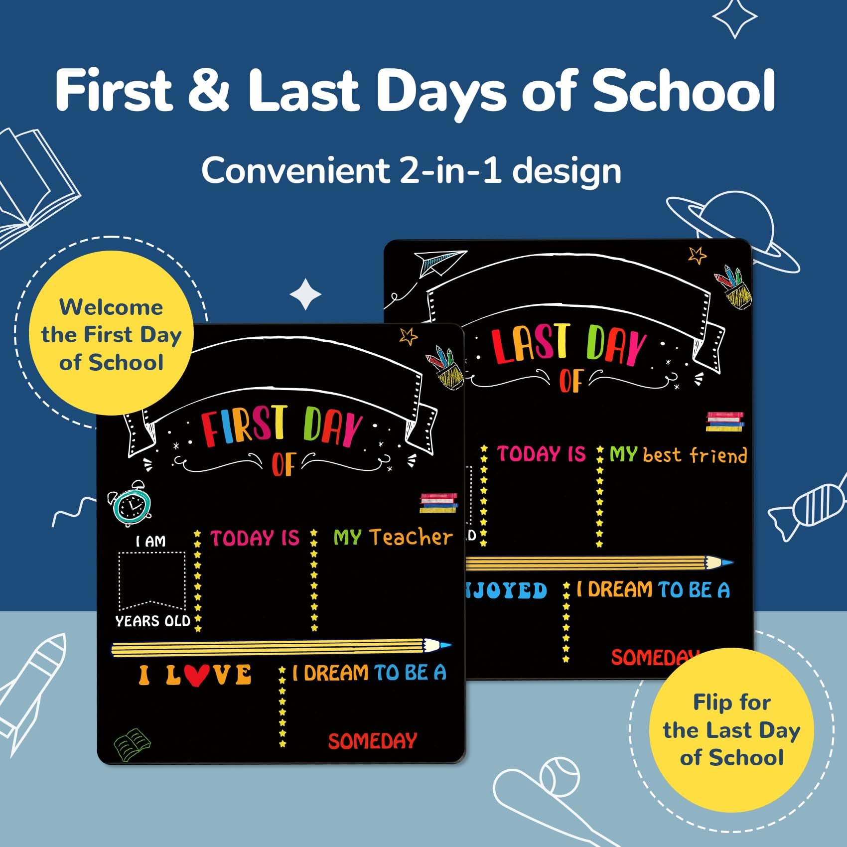 Snapklik.com : First Day Of School Sign, 12" X 10" Double Sided First ...