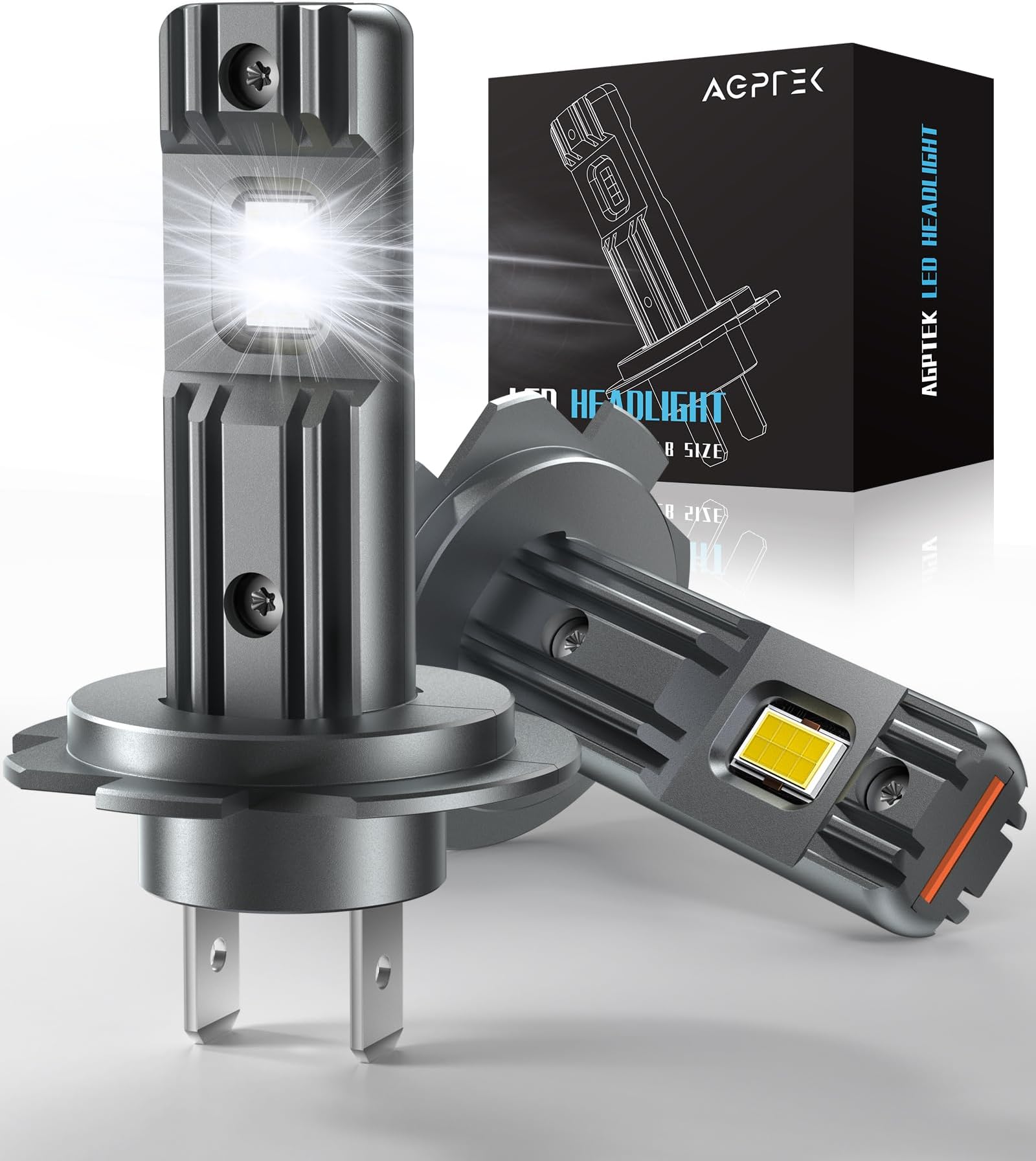 AGPTEK H7 LED Headlight Bulbs, 6000K Cool White Mini LED H7 Bulbs Car ...