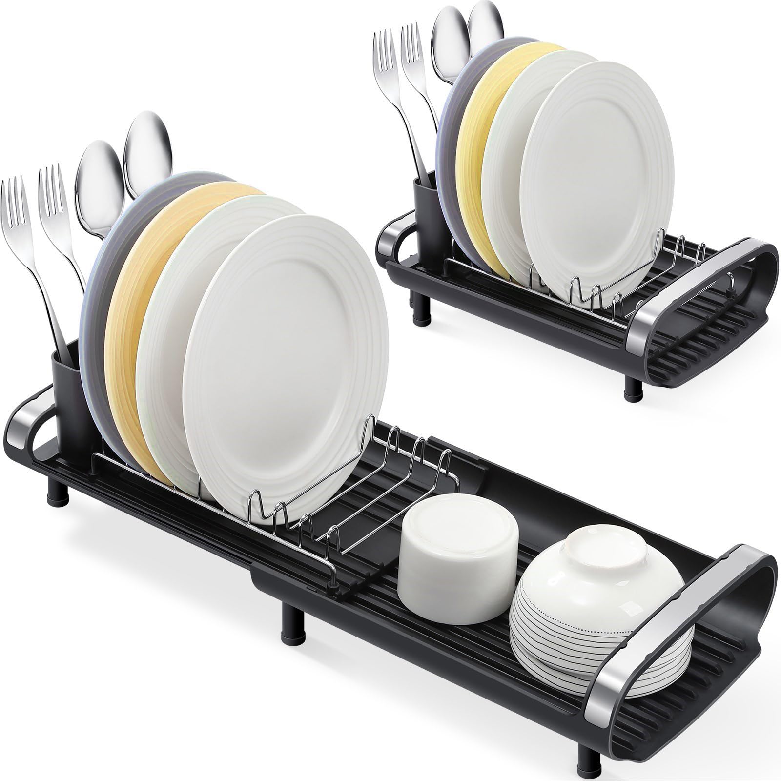 Urackify Compact Dish Drainer,Expandable Rack,Stainless Steel Drying ...